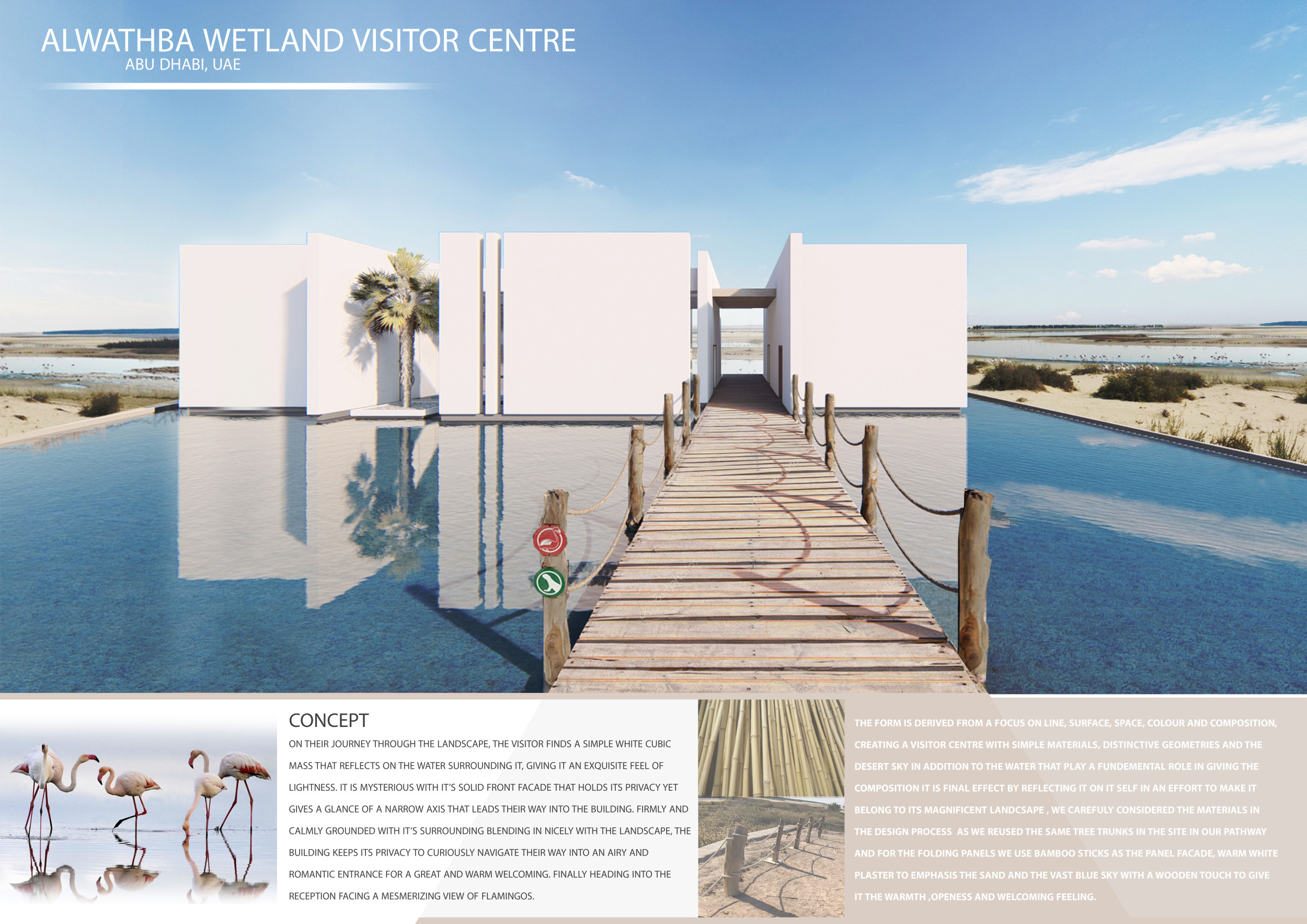 Architecture project // Reflective Water and Bamboo Panels in a ...