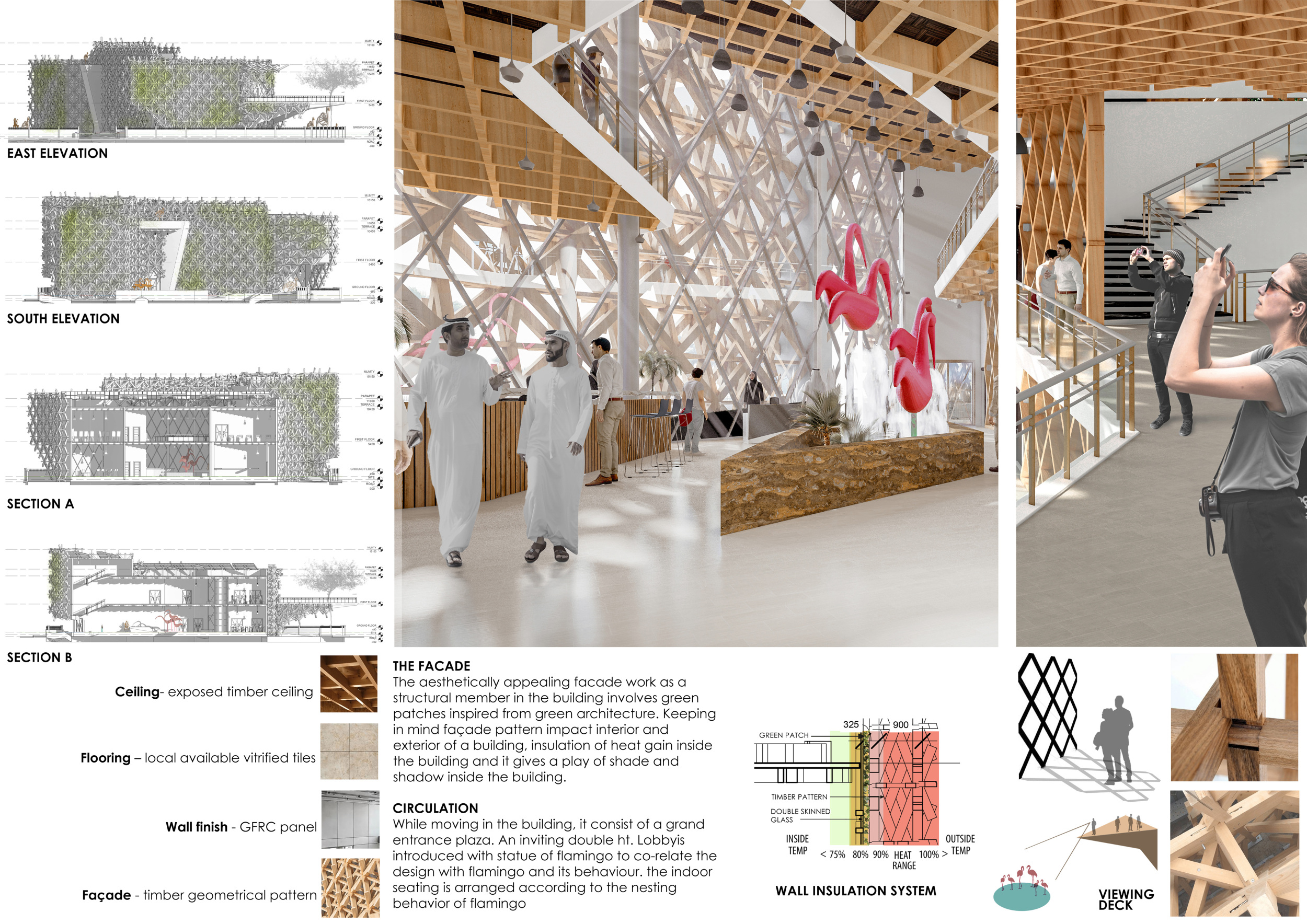 Architecture project // Flamingo-Inspired Pavilion with Timber Facade ...