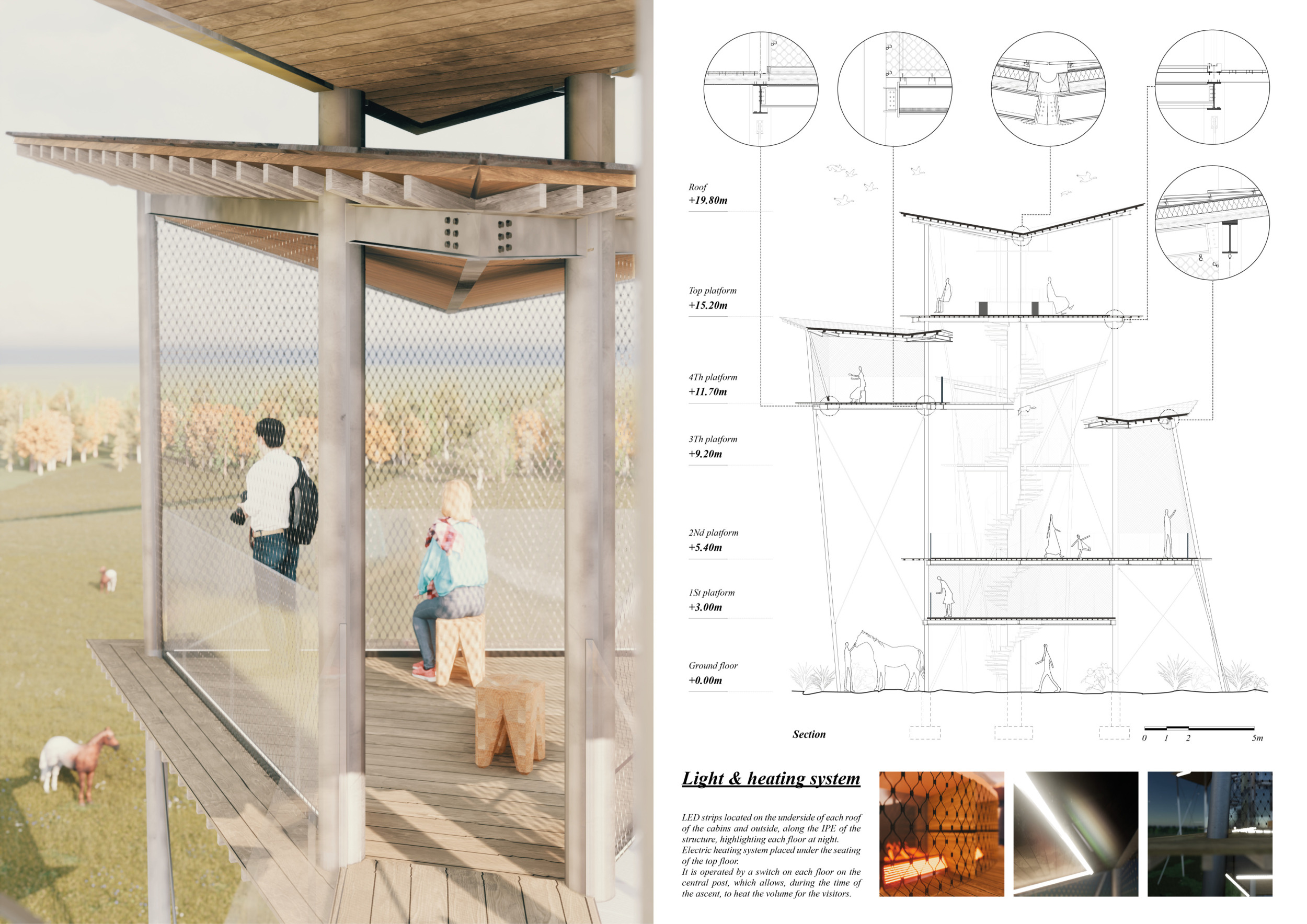 Architecture project // Triangular Platforms with Wooden Shingles ...