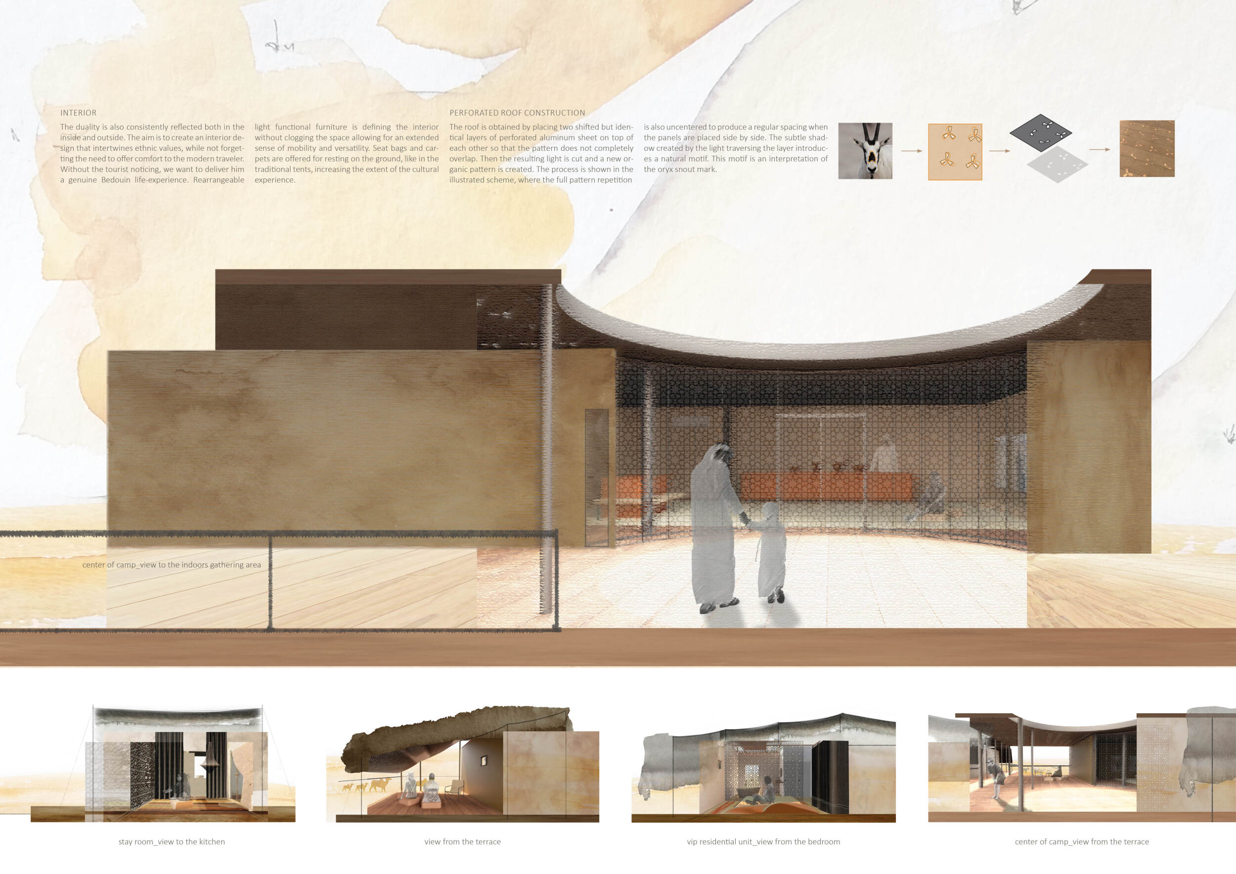 Architecture project // Perforated Aluminum Roof and Fabric Interiors ...
