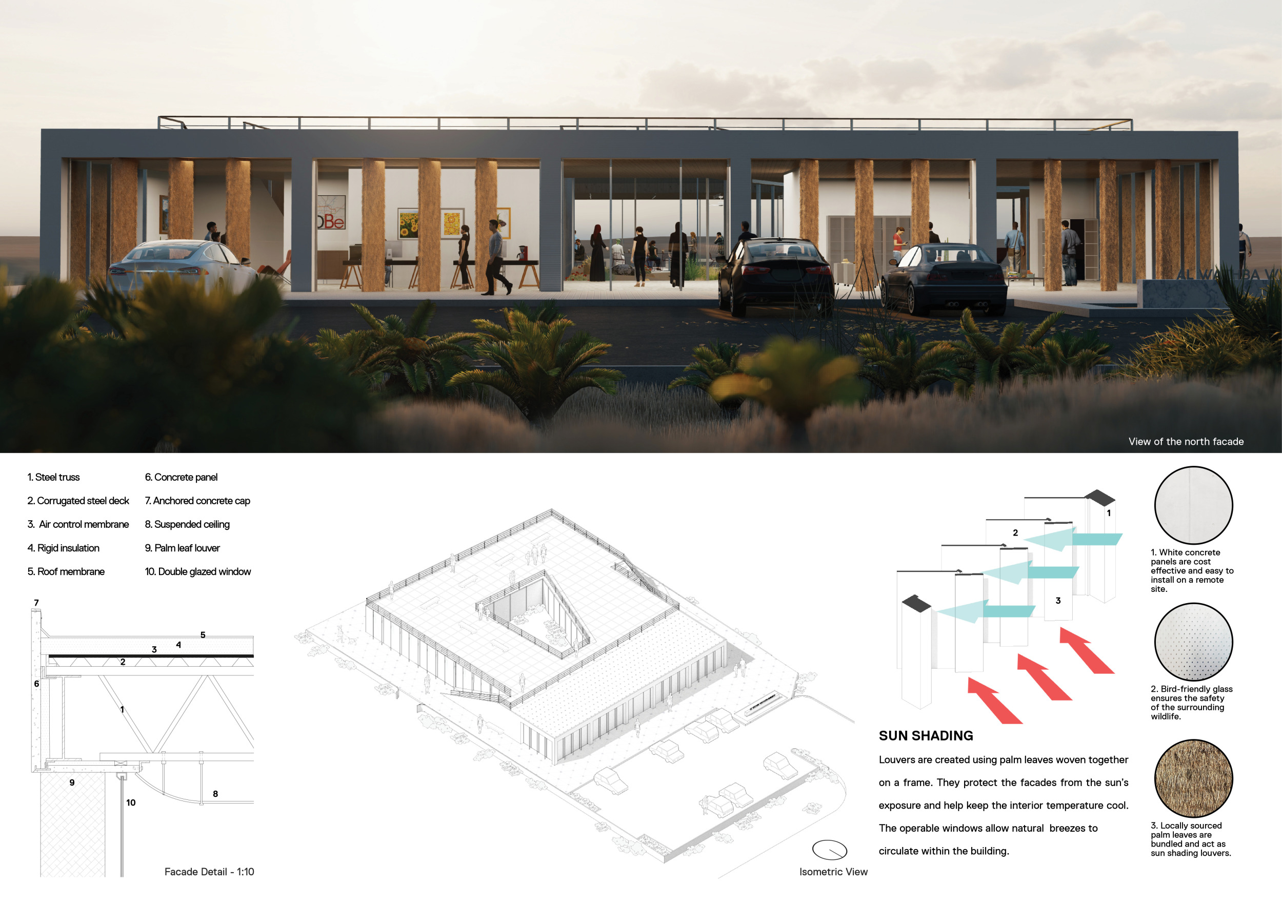 Architecture project // Palm Louvers and Bird-Friendly Glass in a ...