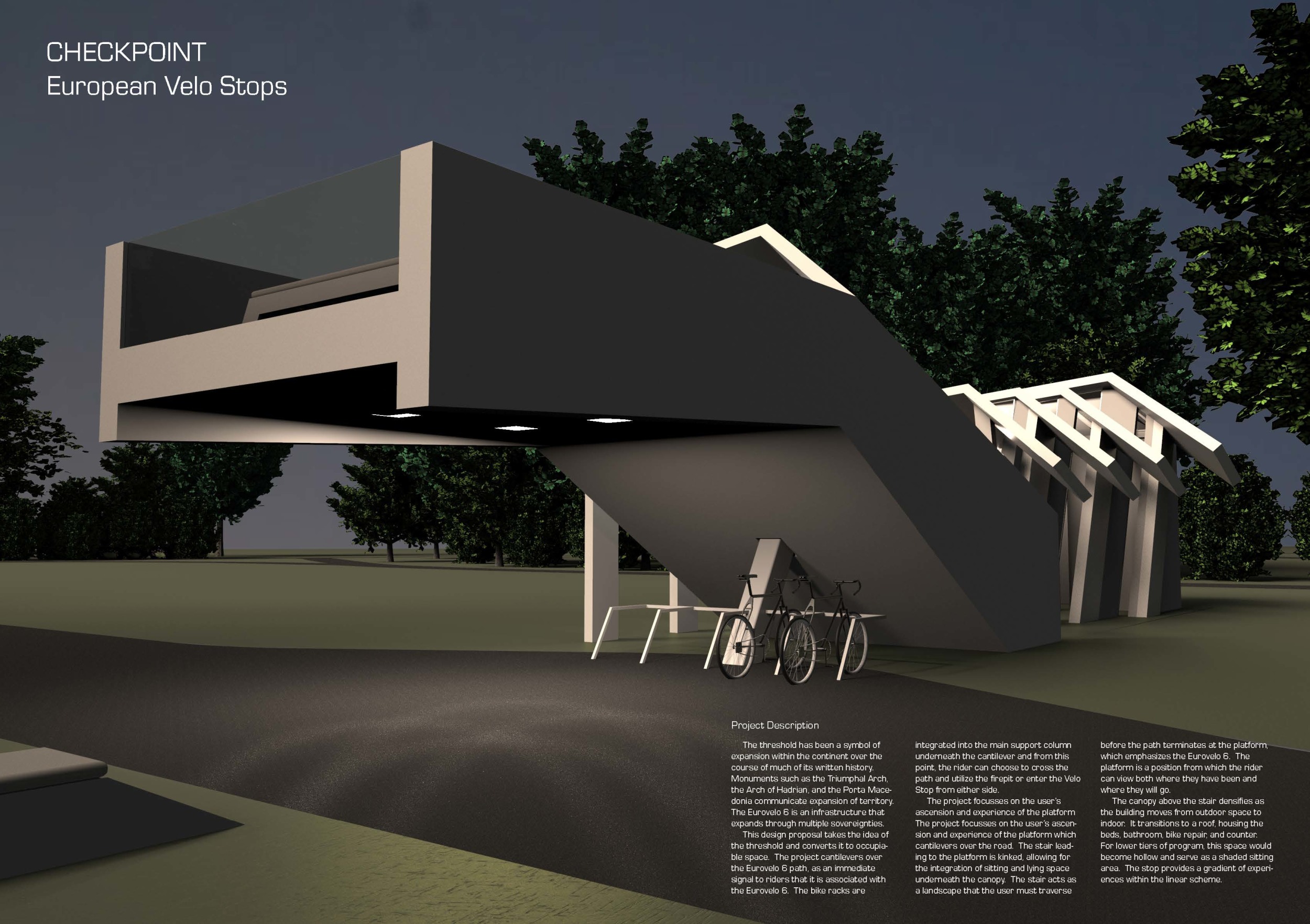 Architecture project // Cantilevered Canopy with Integrated Racks for ...