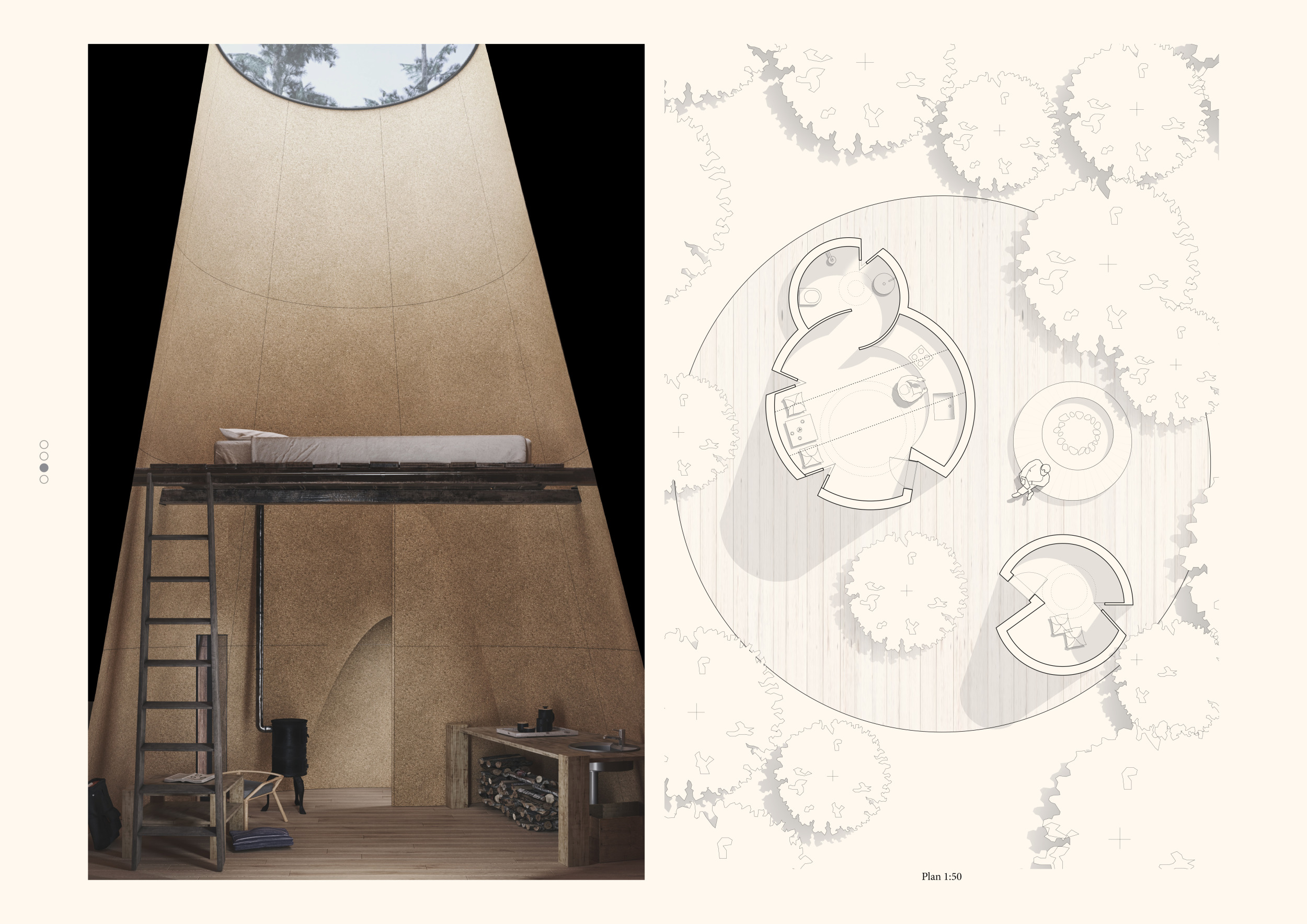 Architecture project // Conic Wooden Structures with Circular Layouts ...