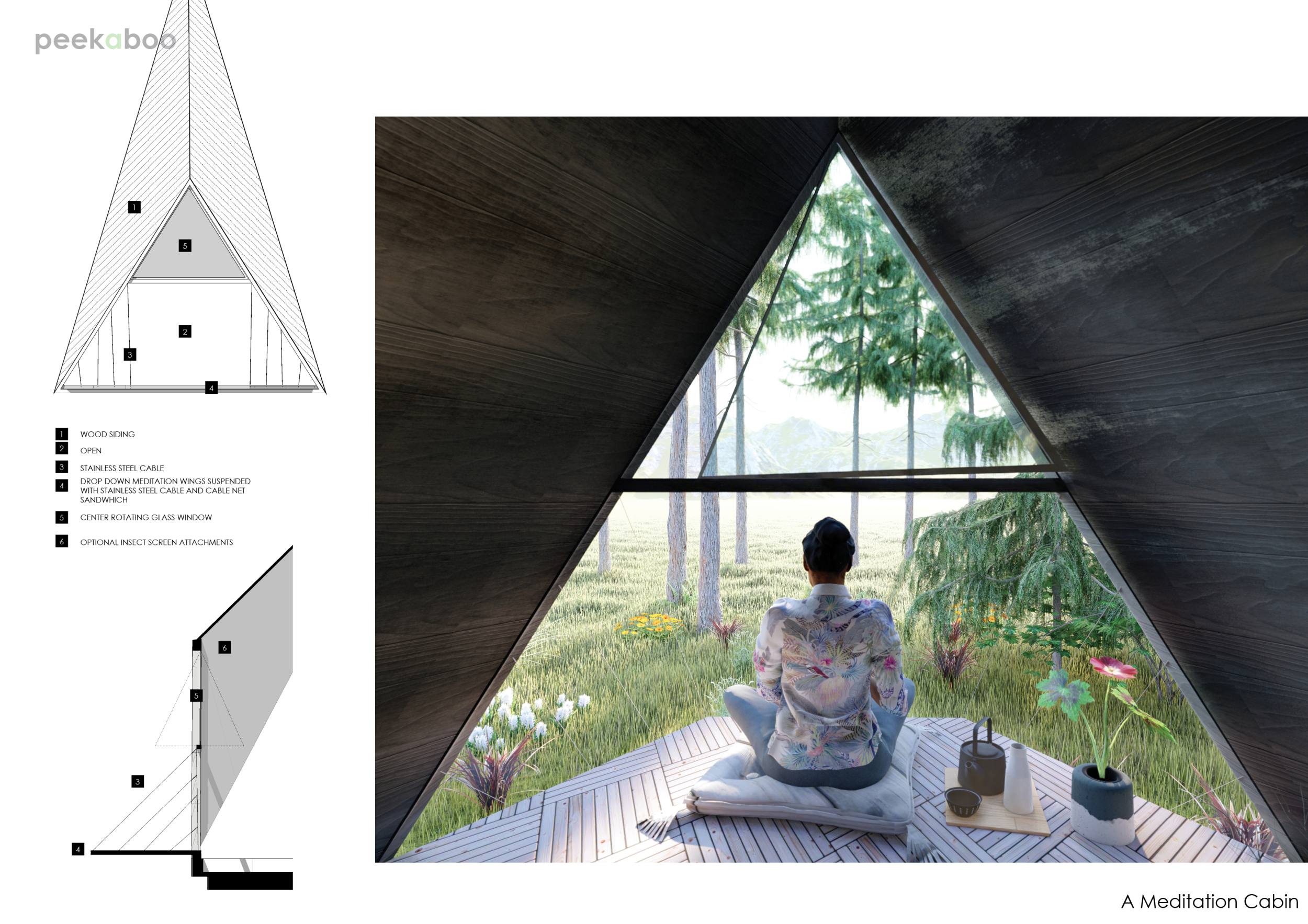 Architecture project // Elevated Meditation Wings Supported by Timber ...