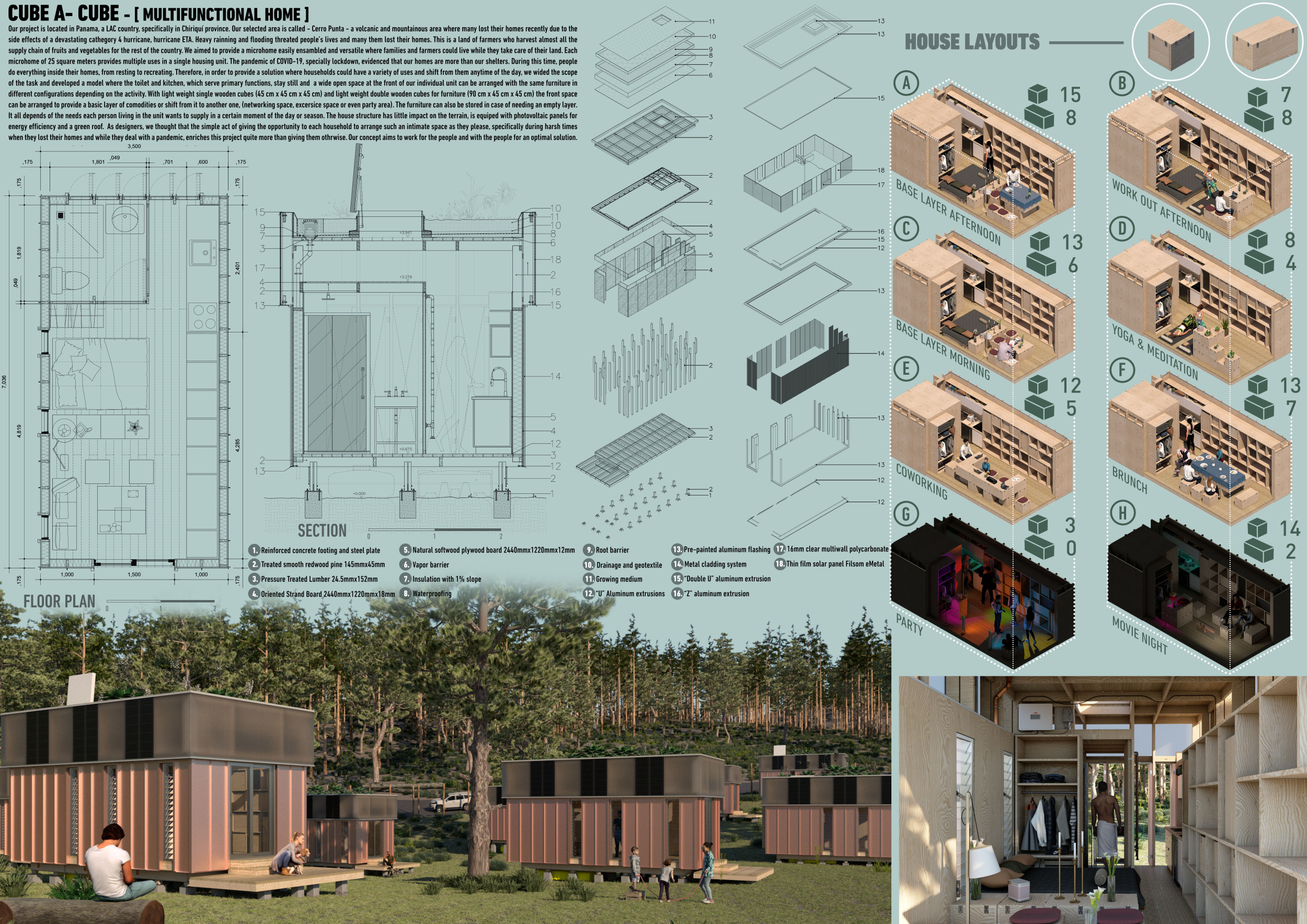 Architecture project // Cubes of Redwood Pine and Green Roofs for ...