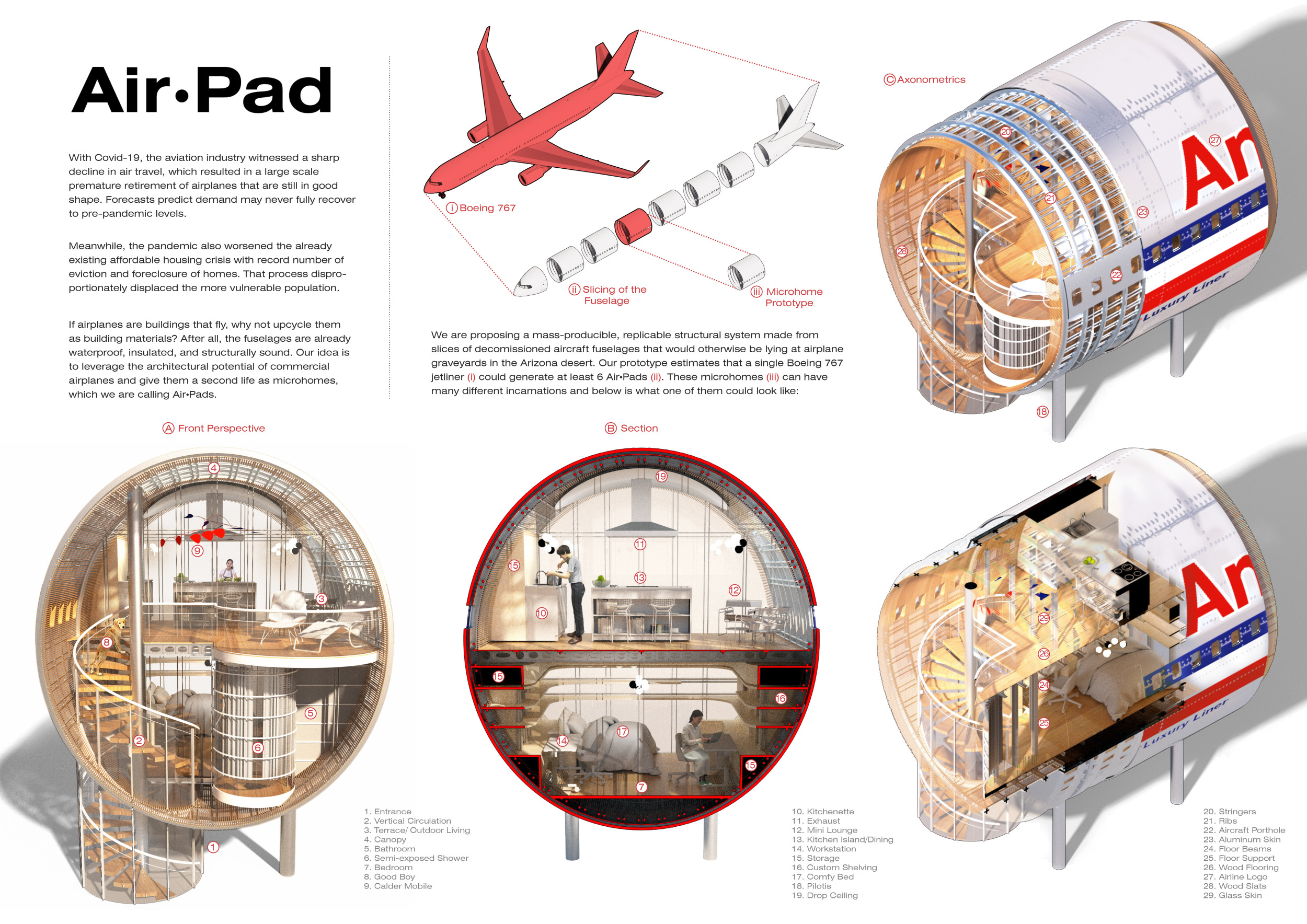 Architecture project // Repurposed Aircraft Fuselages with Aluminum ...