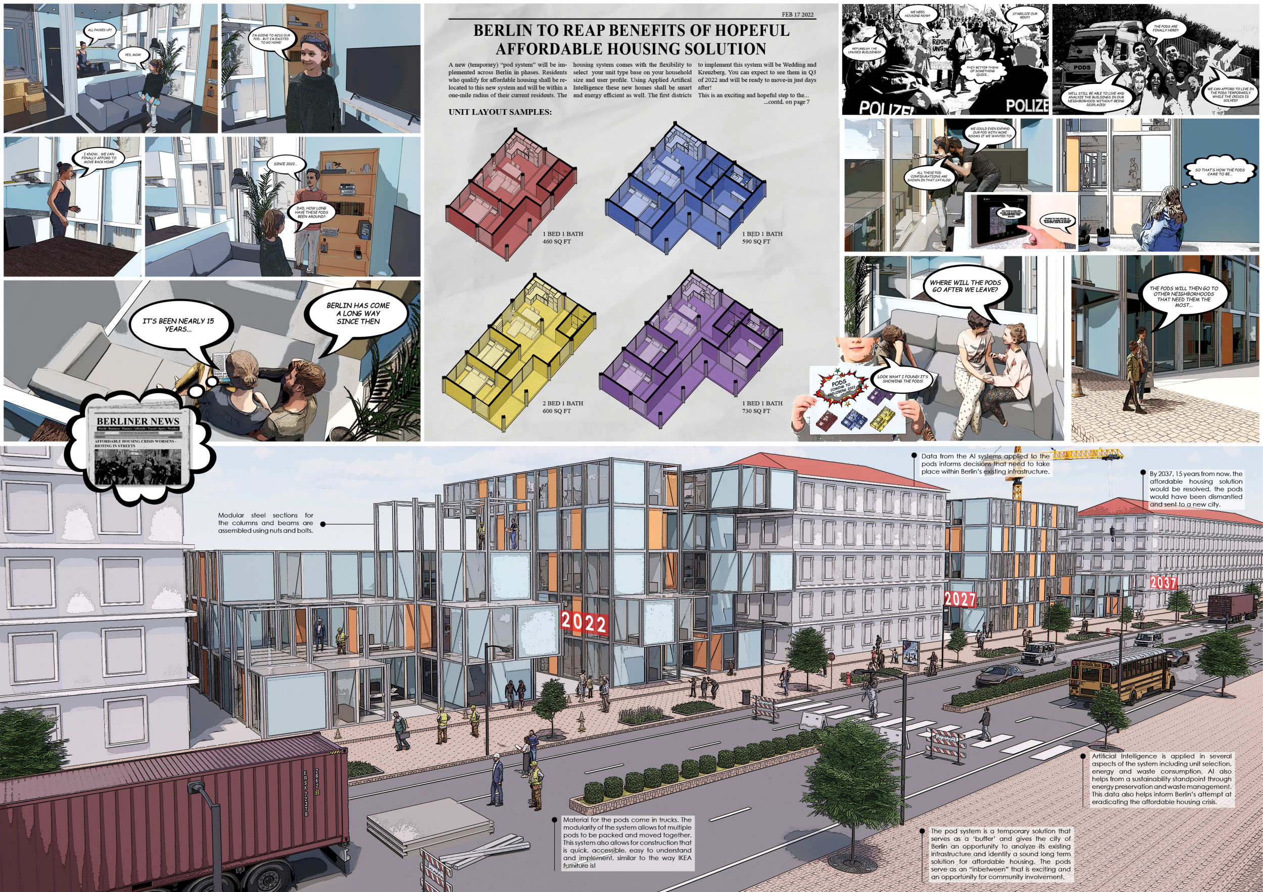Architecture project // Modular Steel Pods Enhancing Urban Community Living