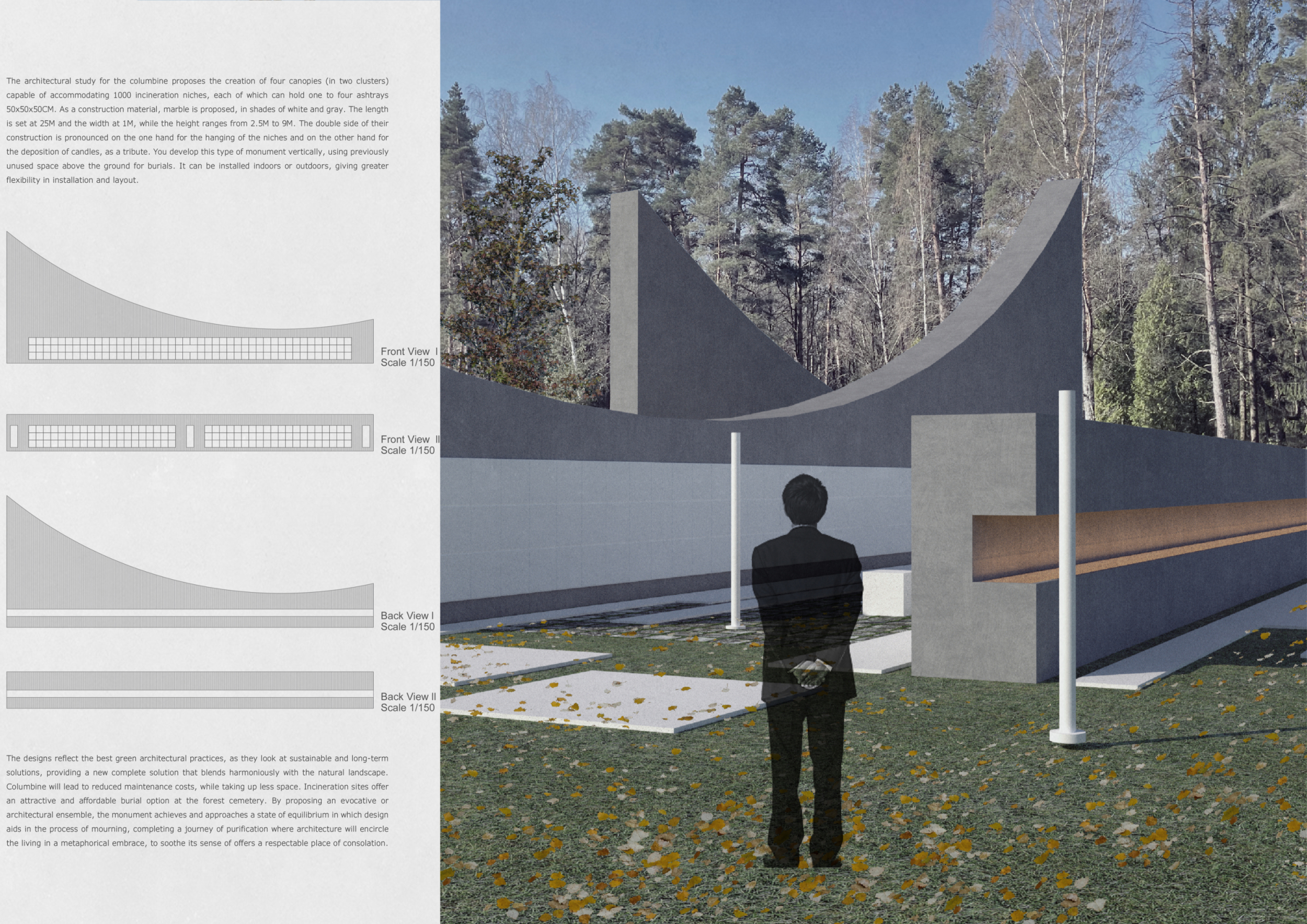 Architecture project // Granite-Lined Canopies Framing Contemplation in ...