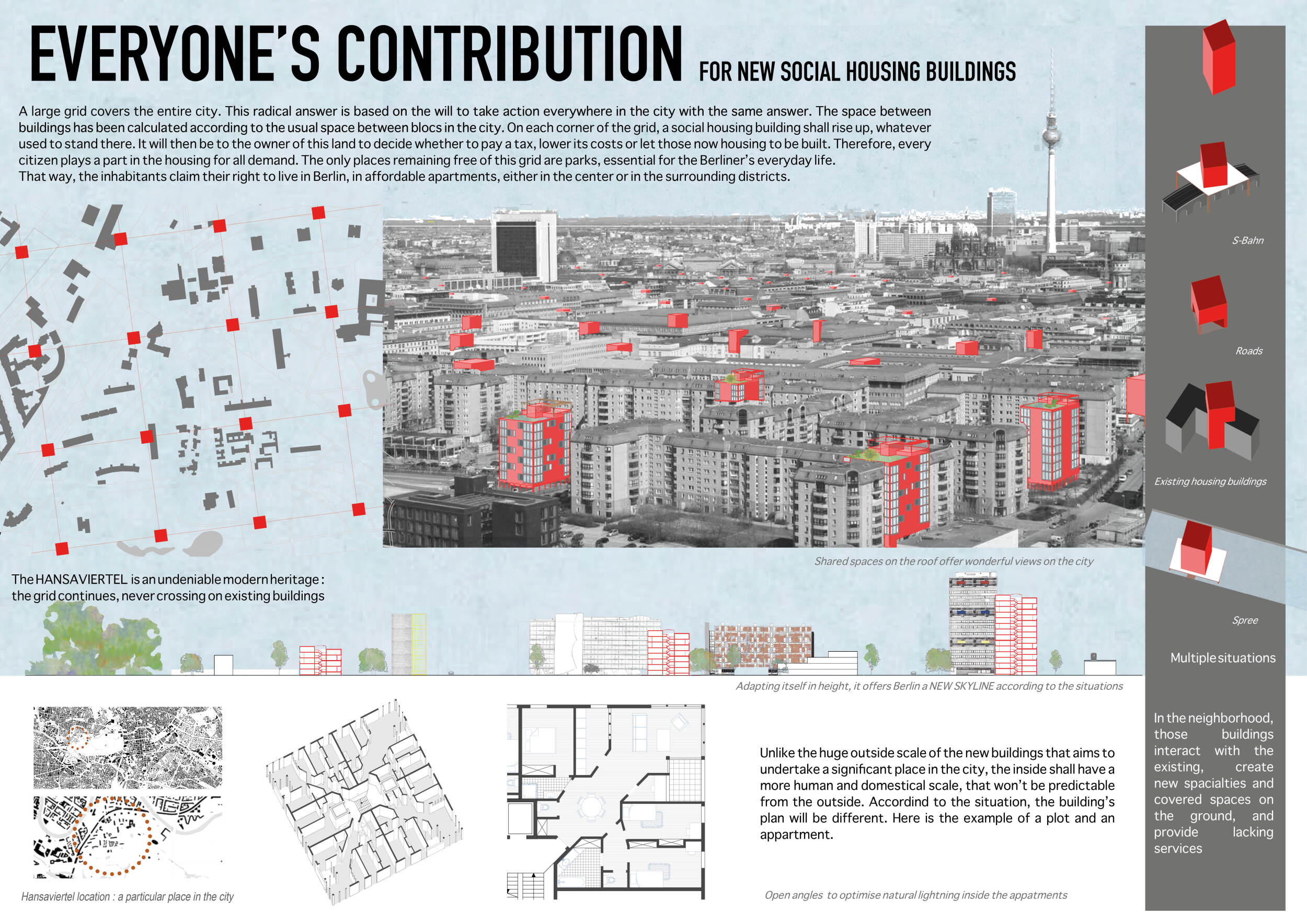 Architecture project // Social Housing Grid Integrating Shared Roof ...
