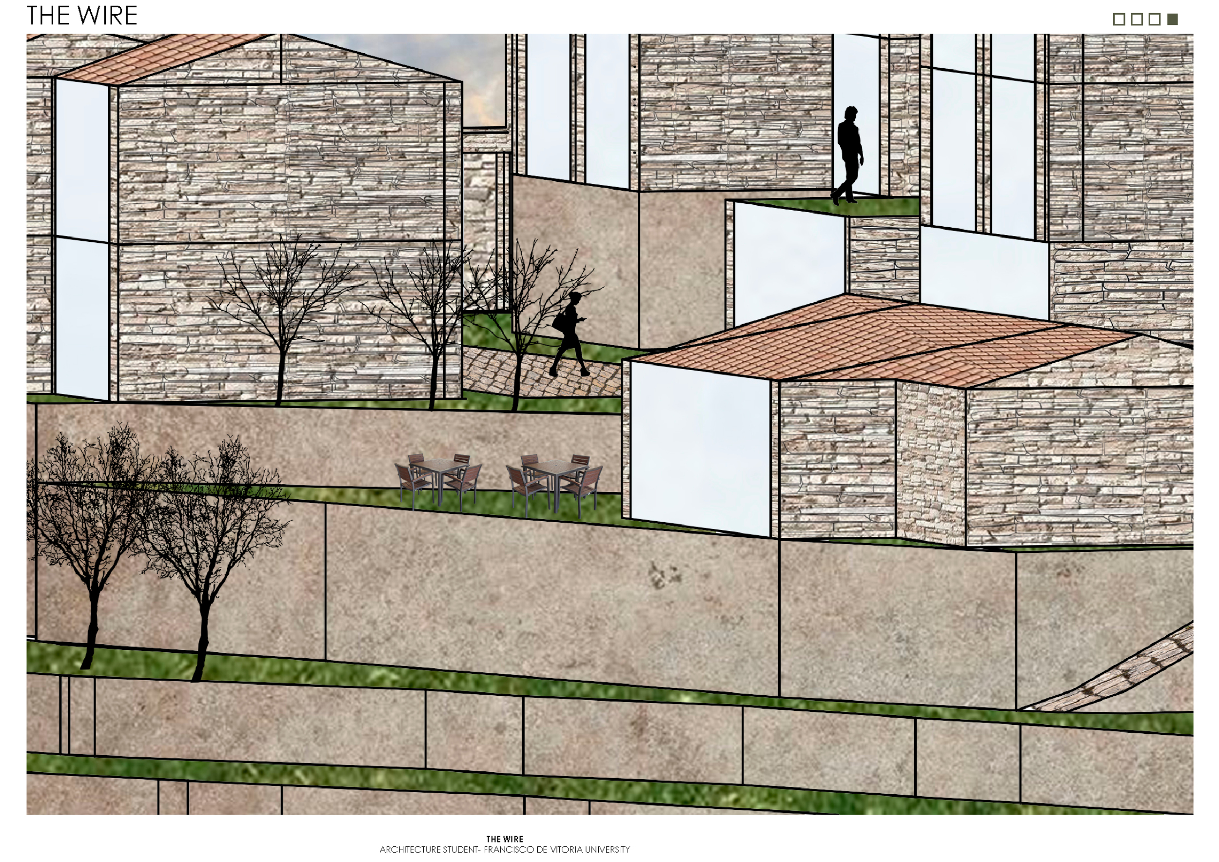 Architecture project // Cable-Connected Spaces Blending Urban Life with ...