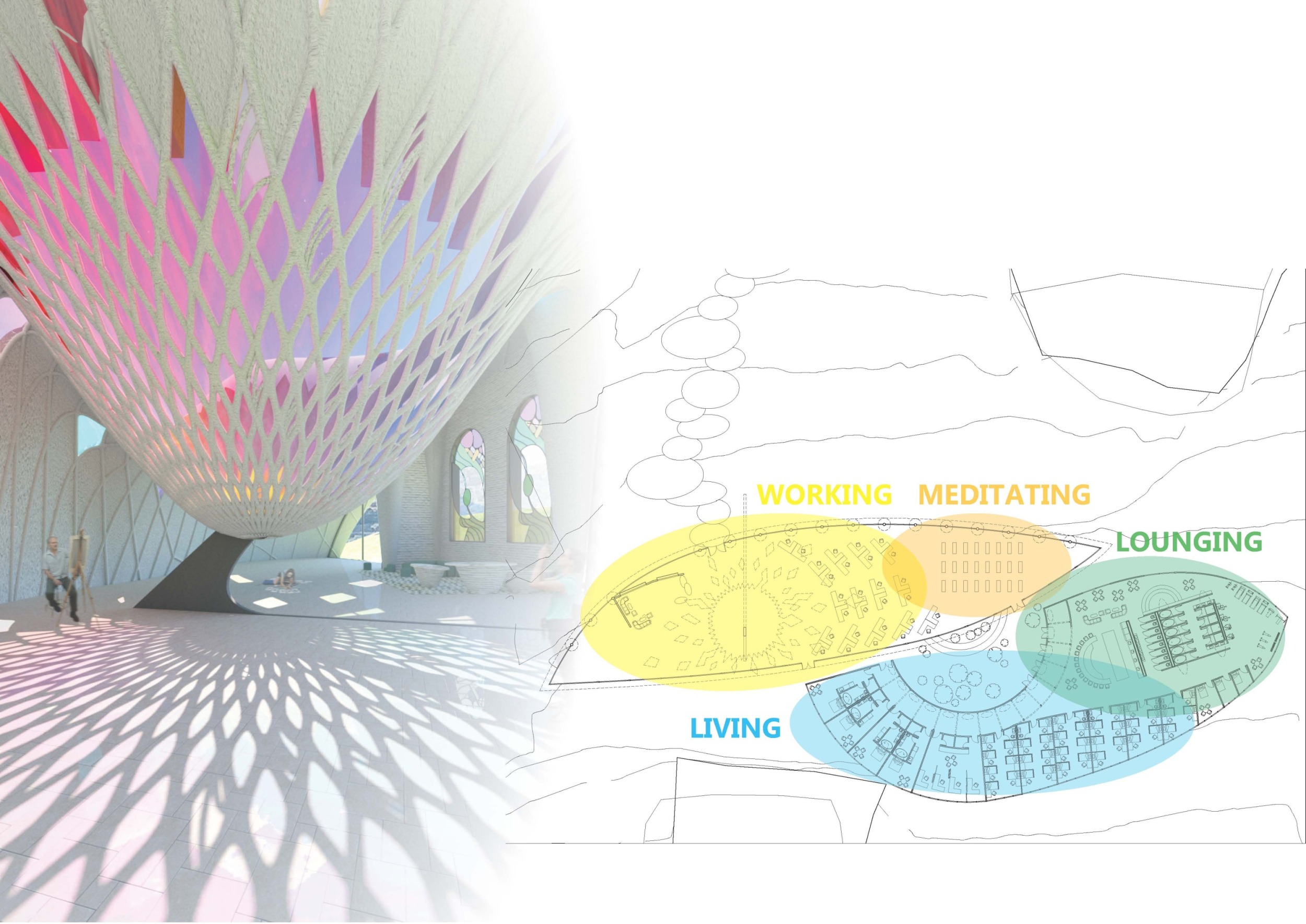 Architecture project // Sundial Gnomon and Colored Glass in a Mountain ...