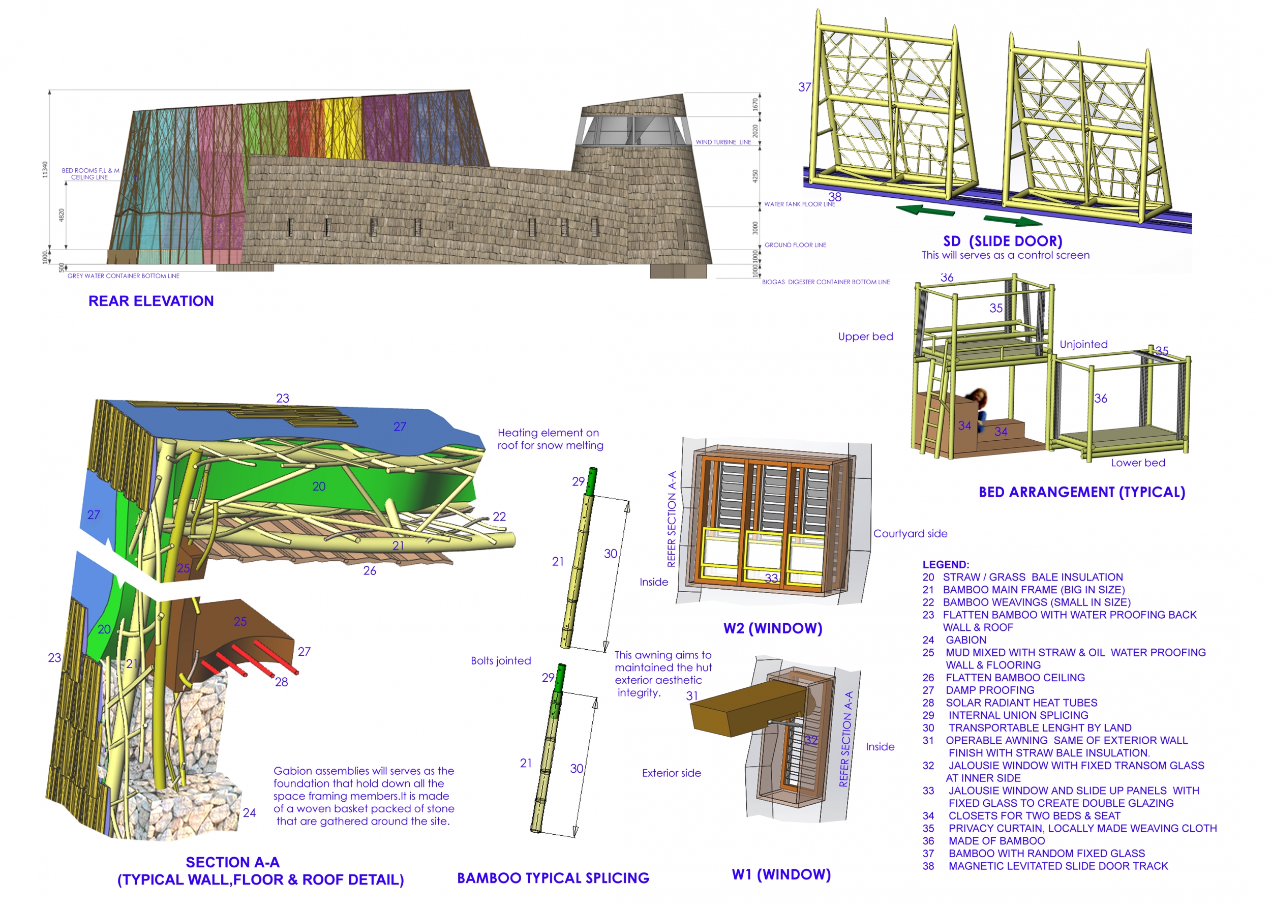 Architecture project // Gabion Walls and Bamboo Structure Create a Self ...