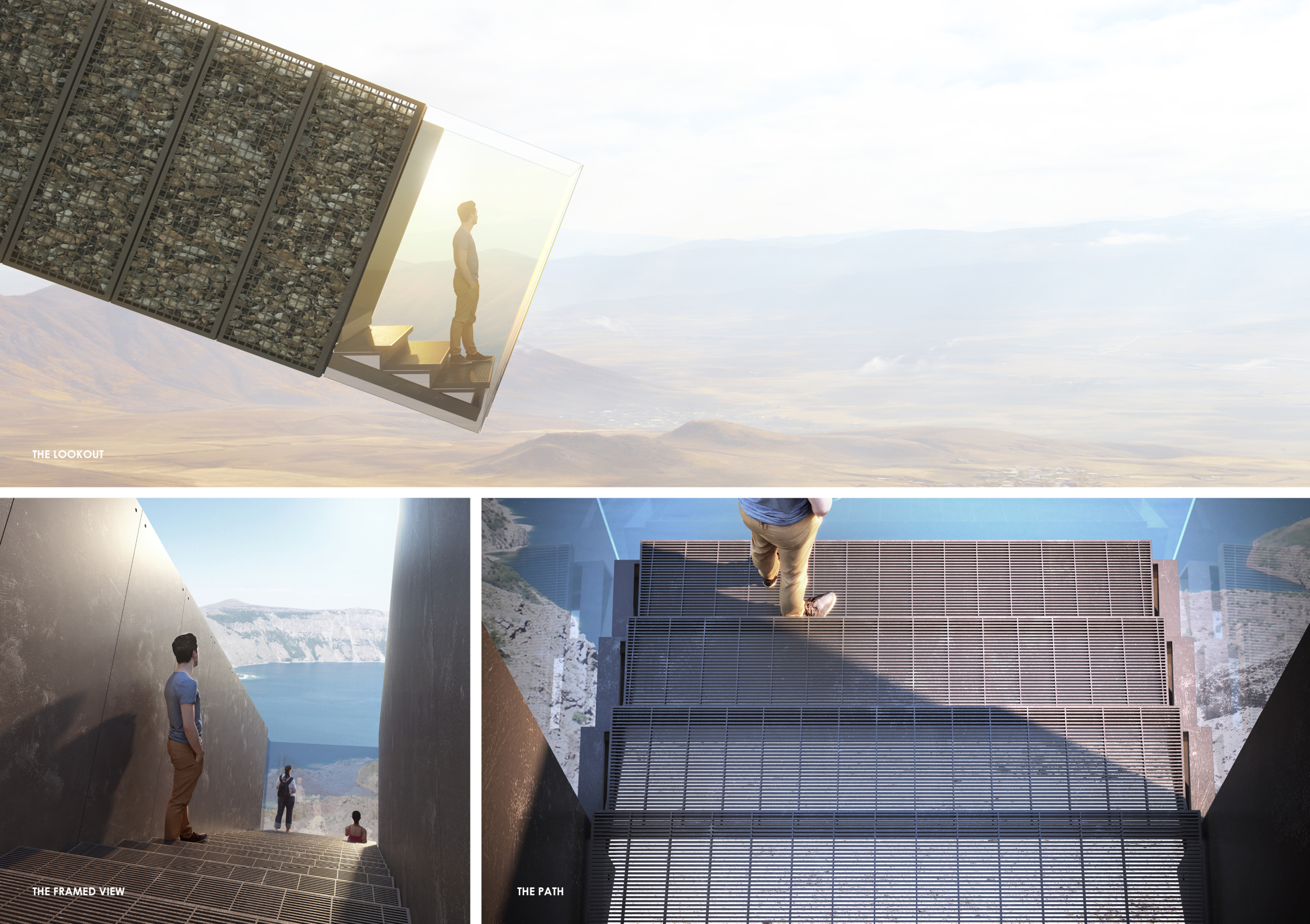 Architecture project // Cantilevered Observation Platform with Gabion ...