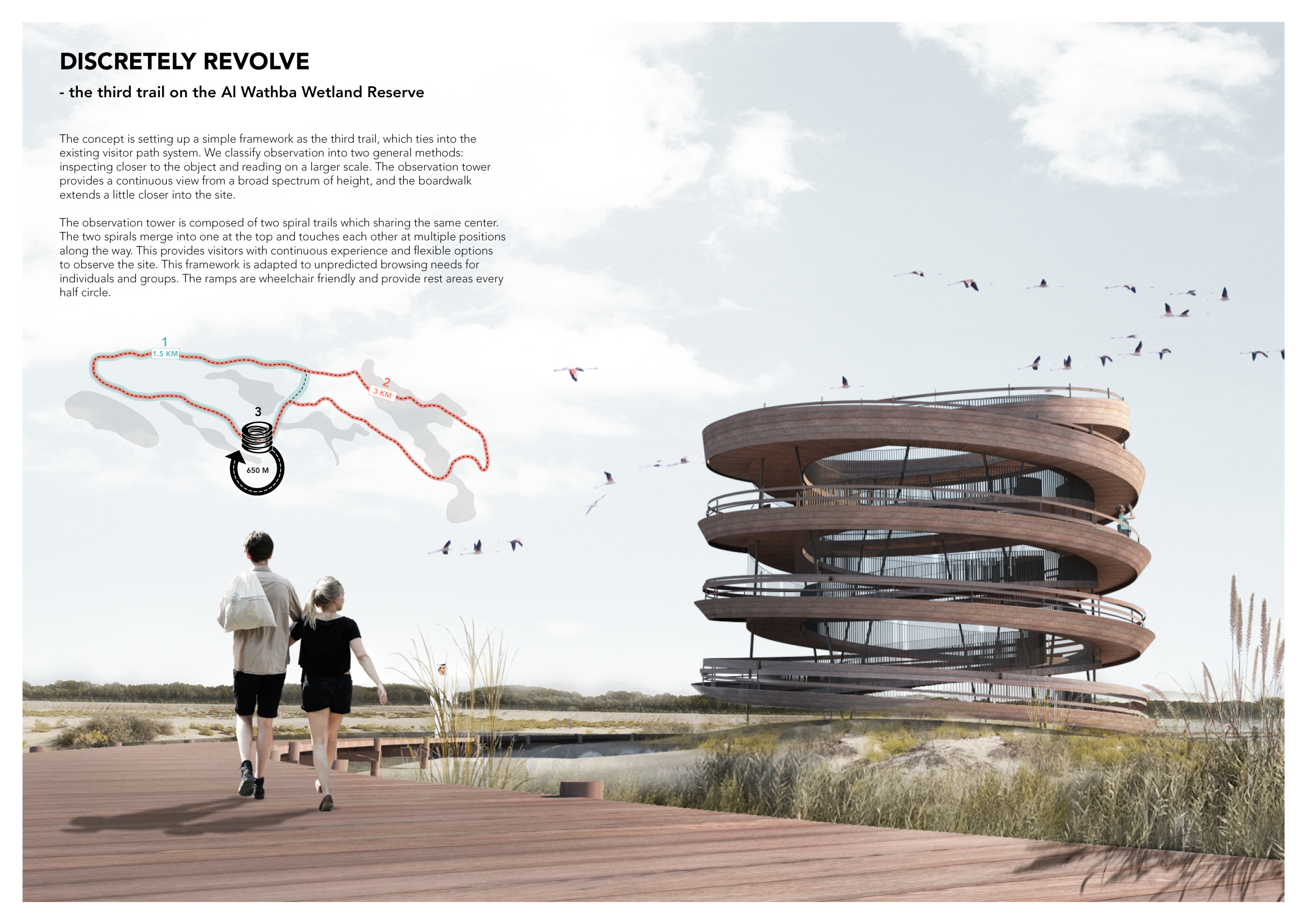 Architecture project // Spiral Observation Tower with Steel Columns and ...