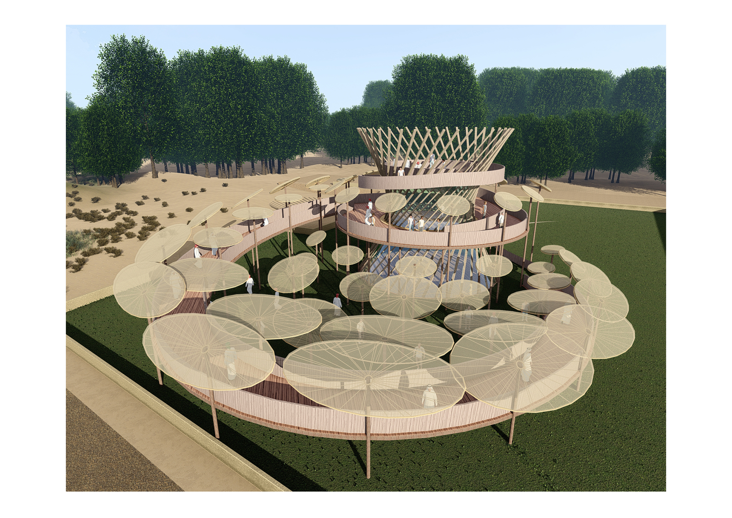 Architecture project // Curvilinear Wooden Structure with Fabric ...