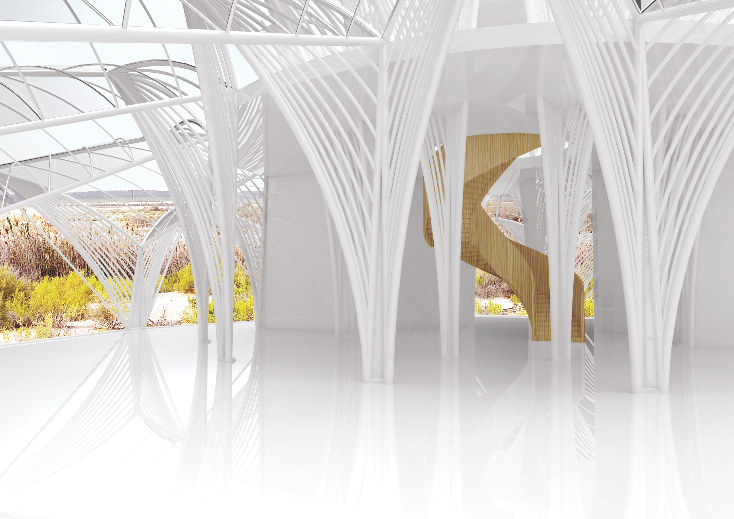 Architecture project // Winged Structure with Etfe Canopy Overlooking ...