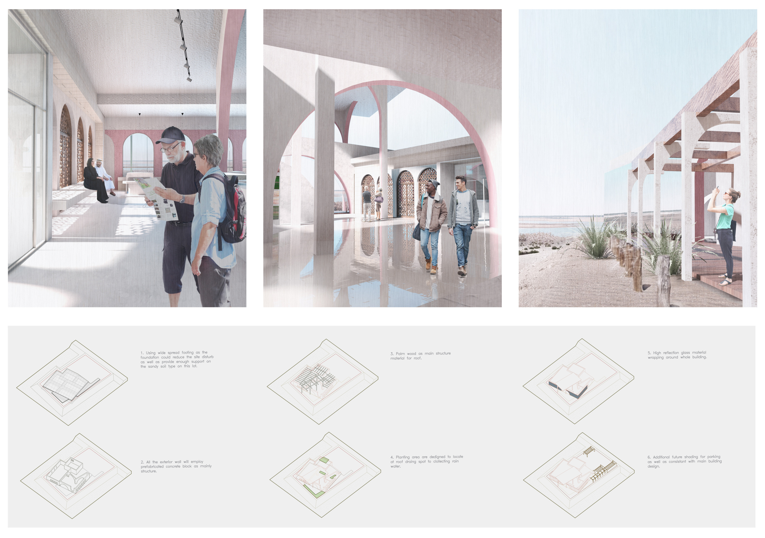 Architecture project // Reflective Façade and Pink Arches Enriching ...