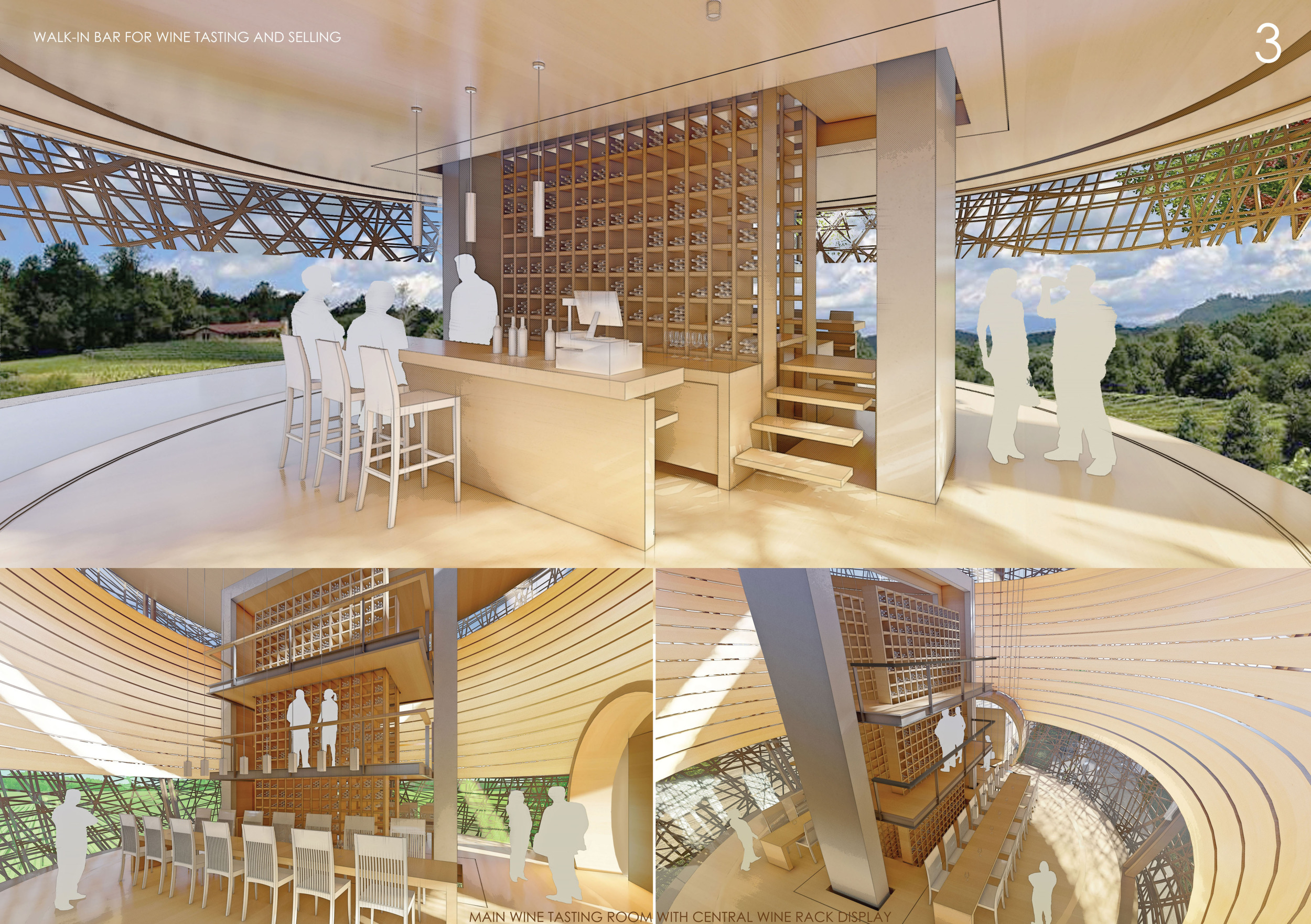 Architecture project // Wooden Lattice Structure Framing Panoramic ...