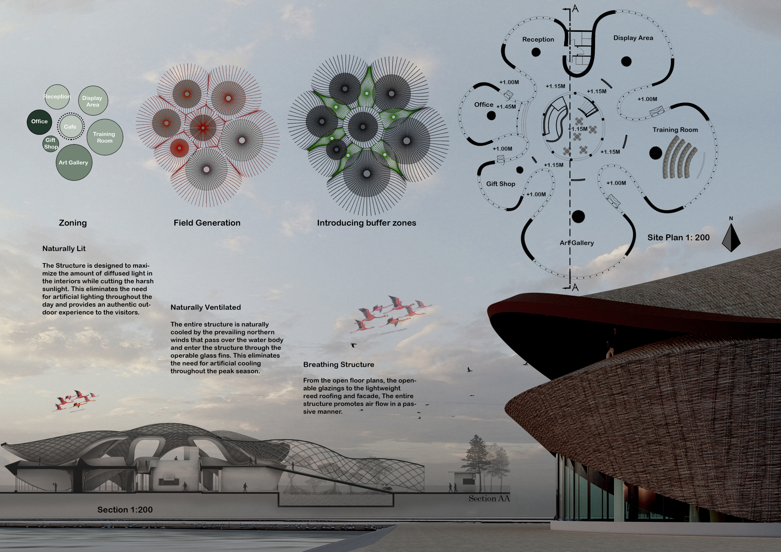 Architecture project // Reed Canopy Embracing Visitors Within a Wetland ...