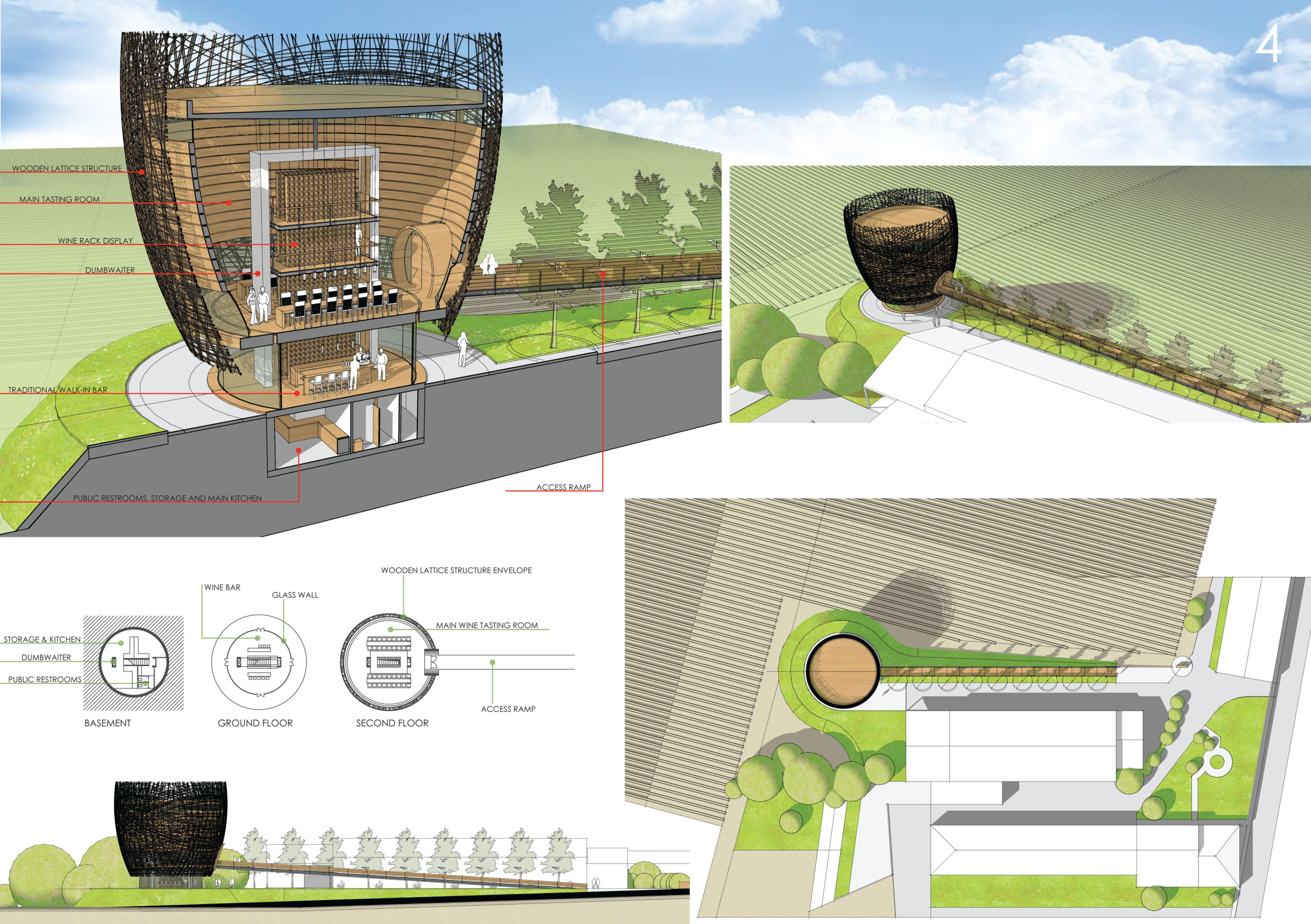 Architecture project // Wooden Lattice Structure Framing Panoramic ...