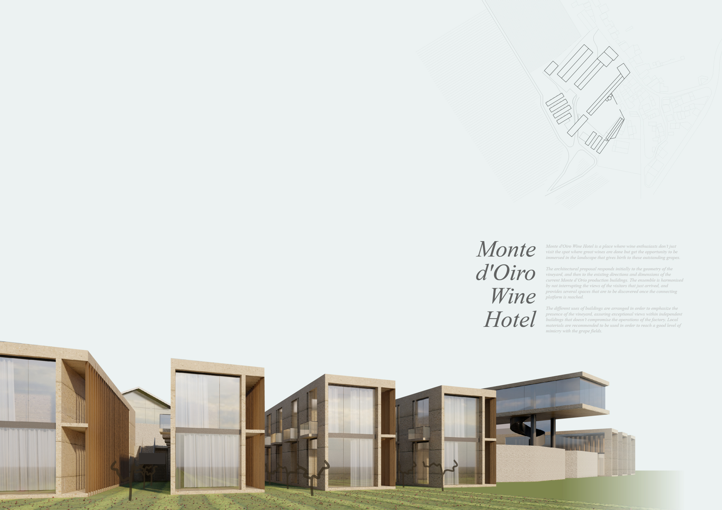 Architecture project // Connecting Platform Overlooking Vineyards with ...