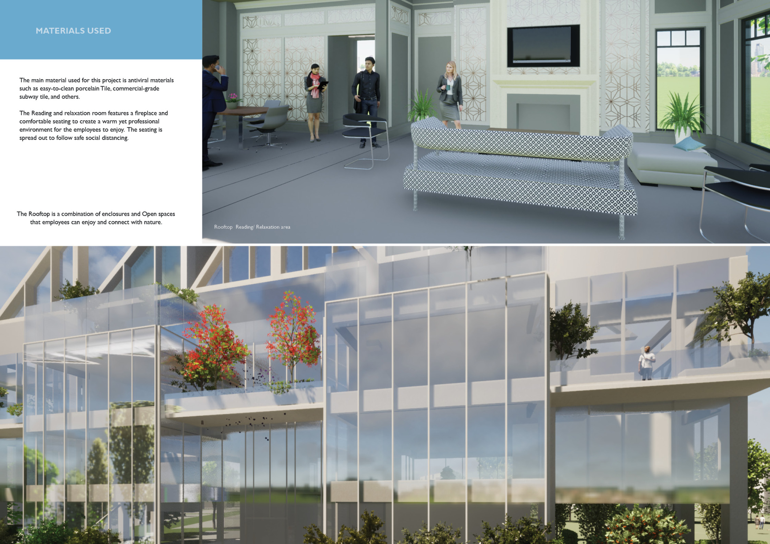 Architecture project // Biophilic Workspace with Porcelain and Subway Tiles
