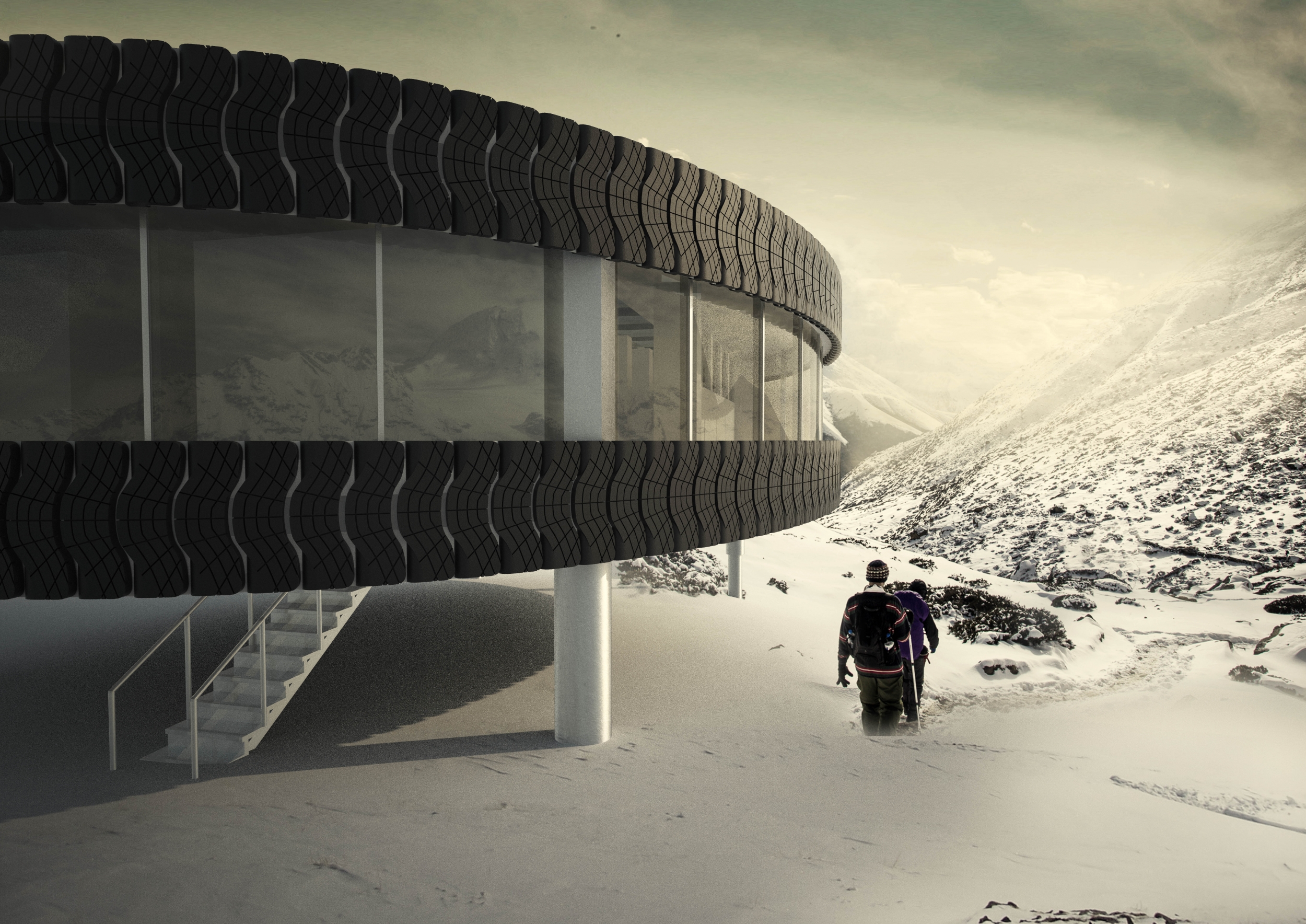 Architecture project // Circular Lodge with Electric-Chromic Glass and ...