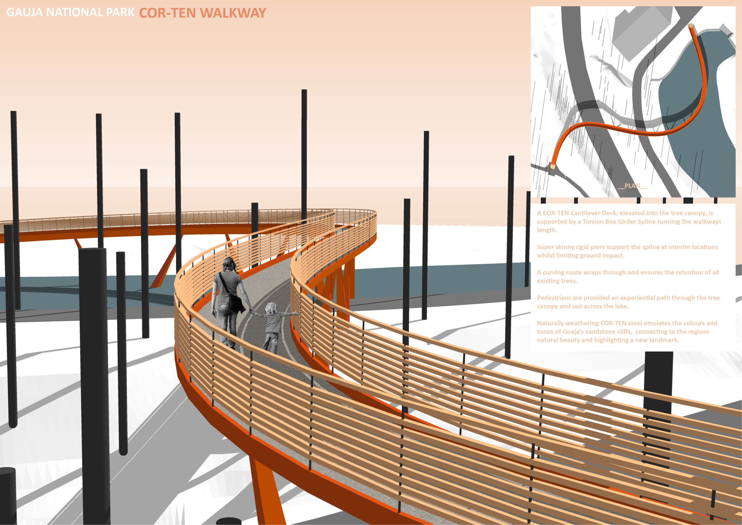 Architecture project // Elevated Walkway Constructed with COR-TEN Steel ...