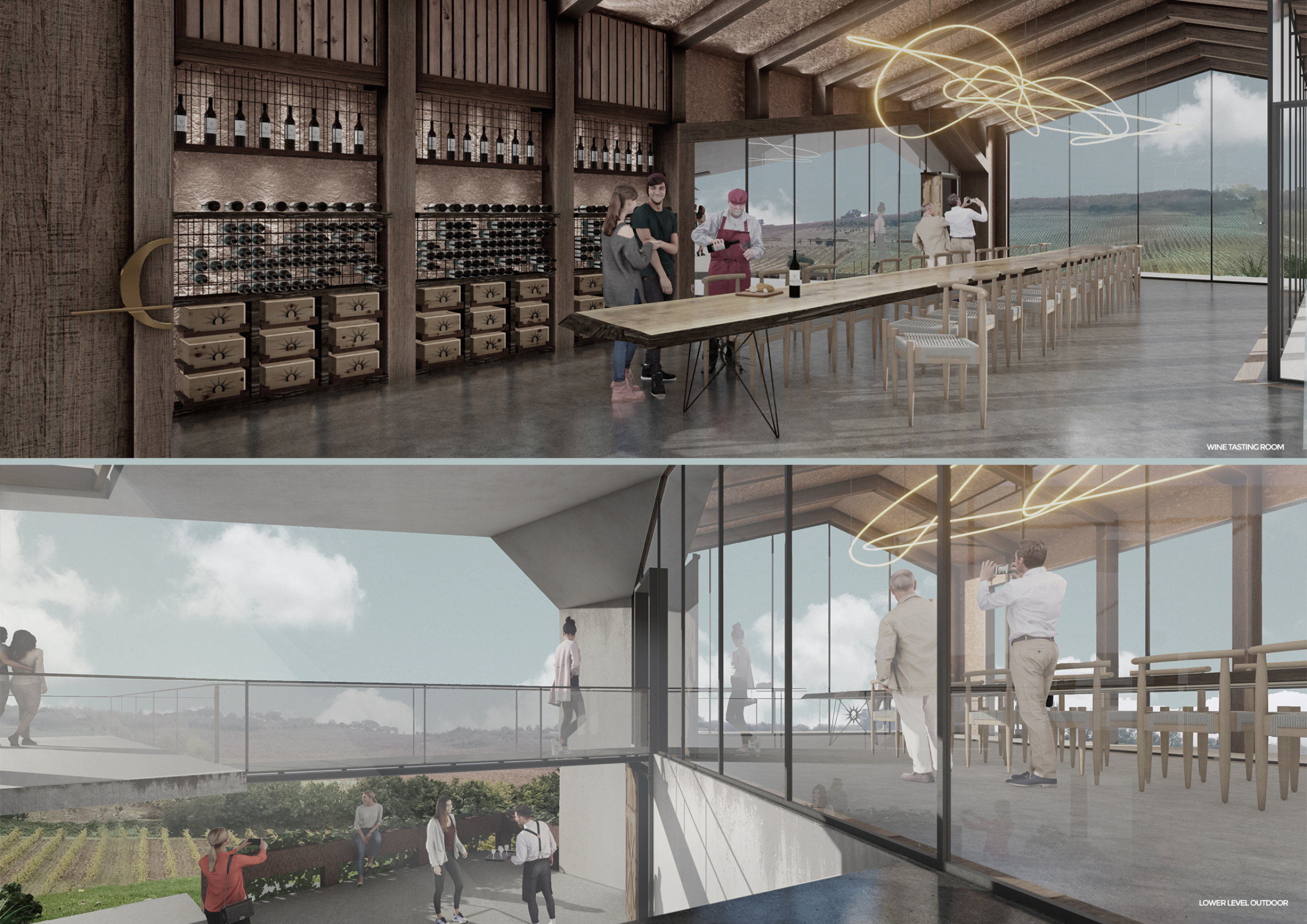 Architecture project // Cork Seating and Timber Volumes Overlooking ...