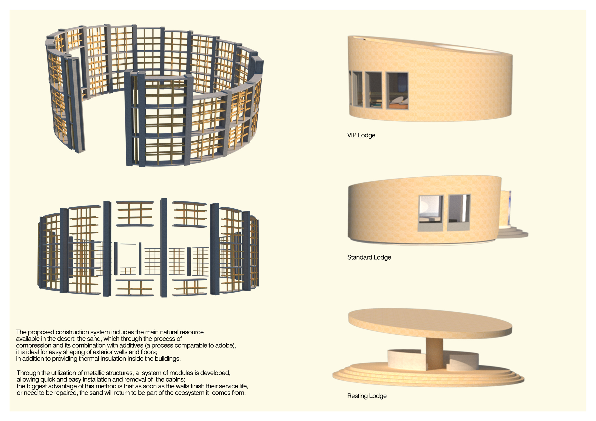 Architecture project // Circular Elevation in Desert Sand with ...