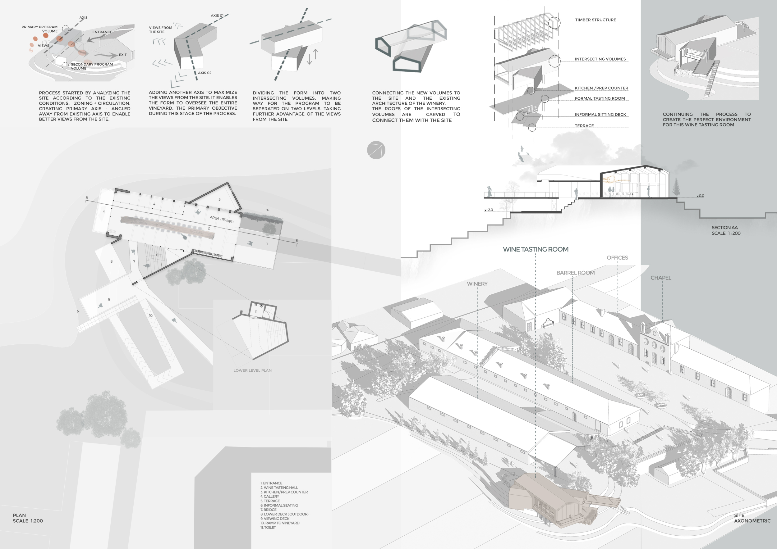 Architecture project // Cork Seating and Timber Volumes Overlooking ...