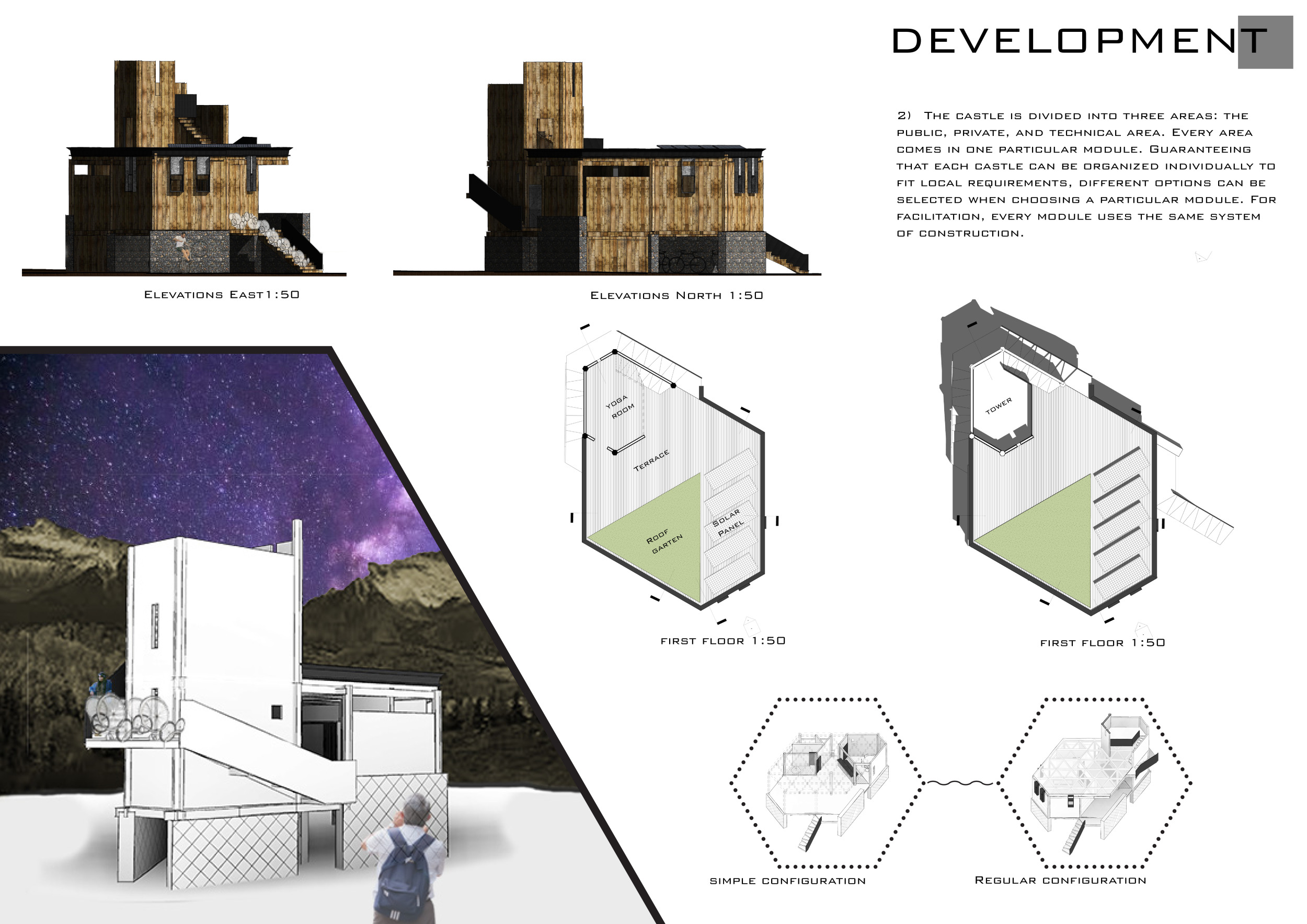 Architecture project // Triangular Net Structure with OCB Wood and ...