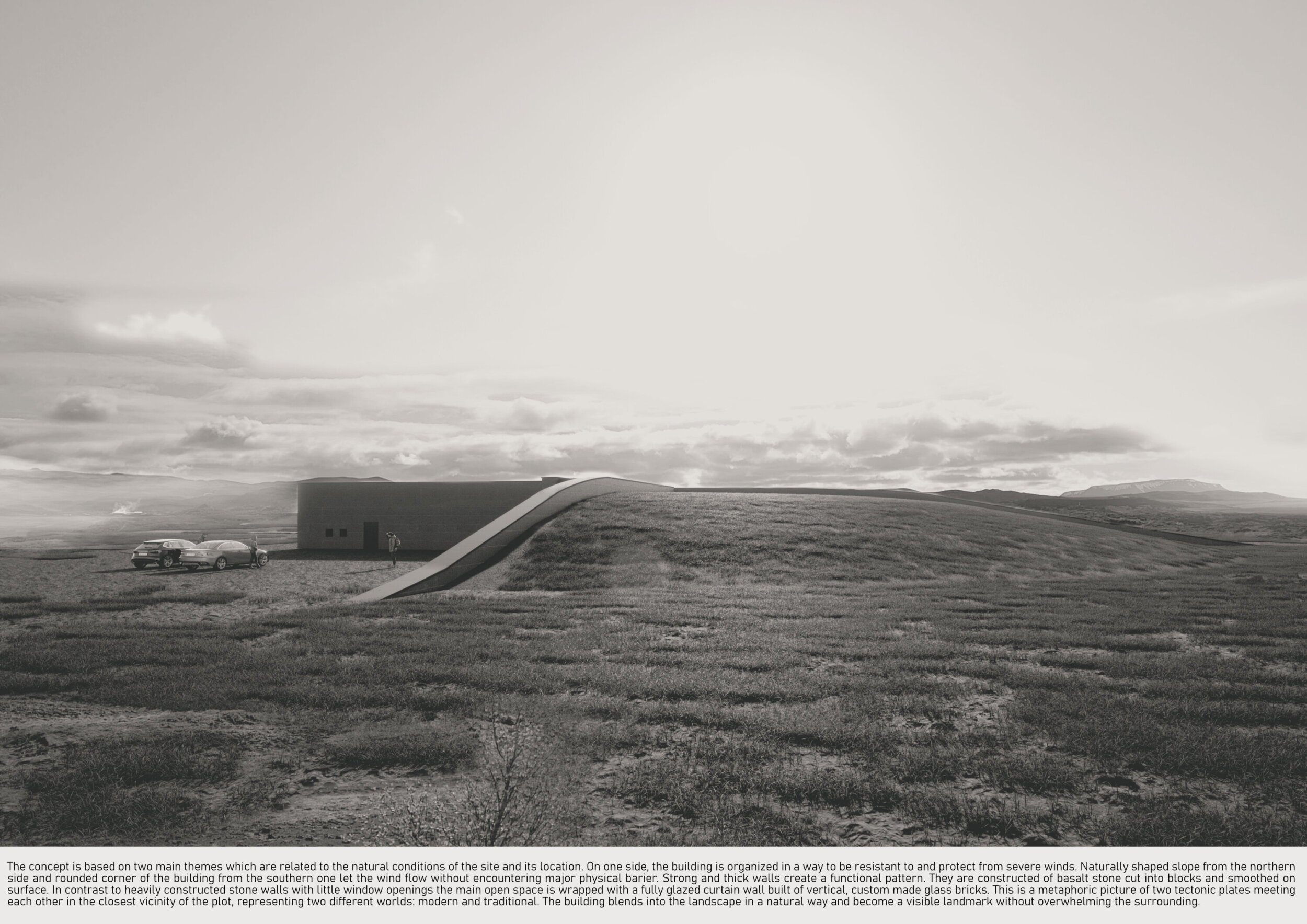 Architecture project // Basalt Walls and Glass Facades Shaping ...