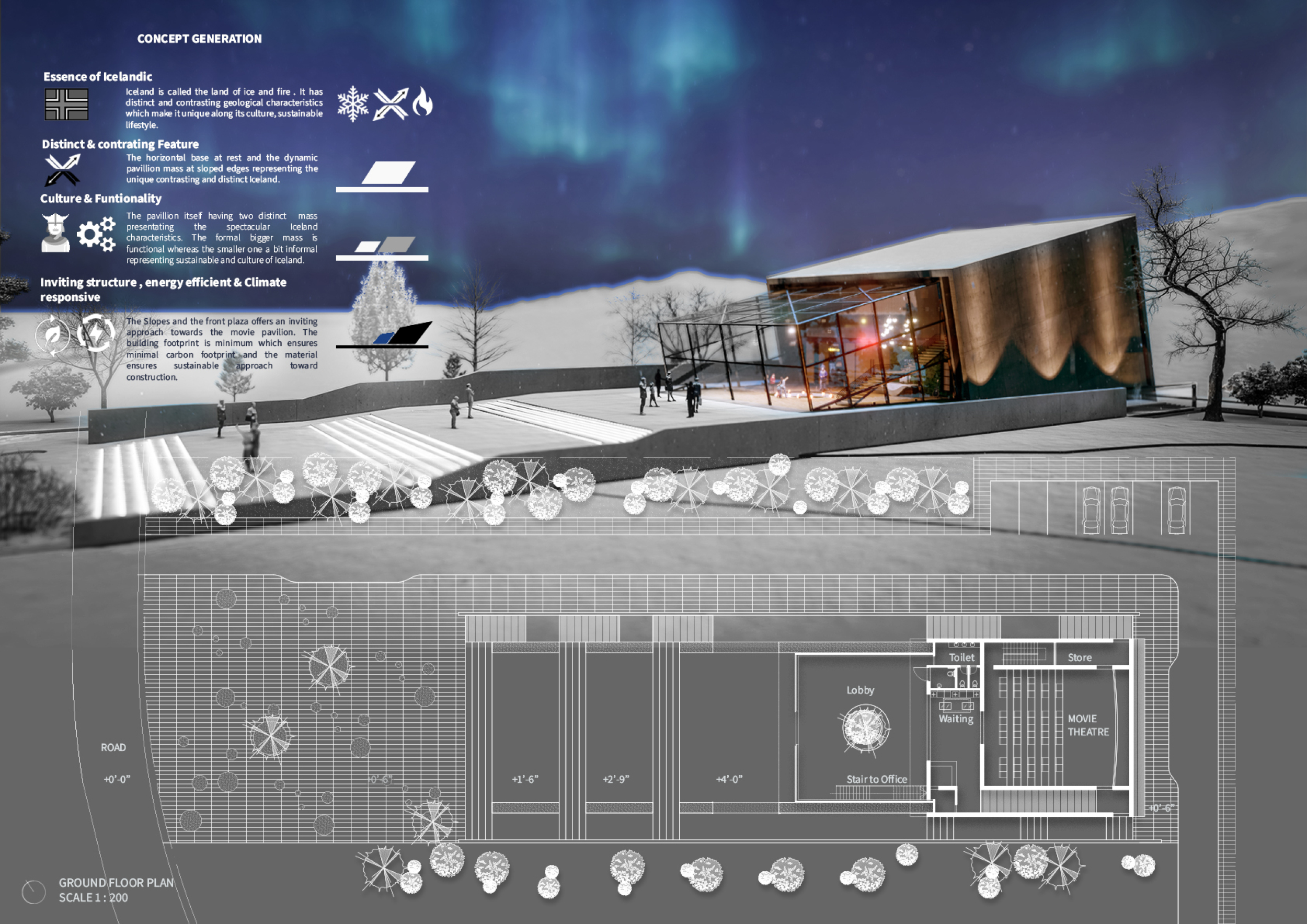 Architecture project // Sloped Pavilion with Prefabricated Structure ...