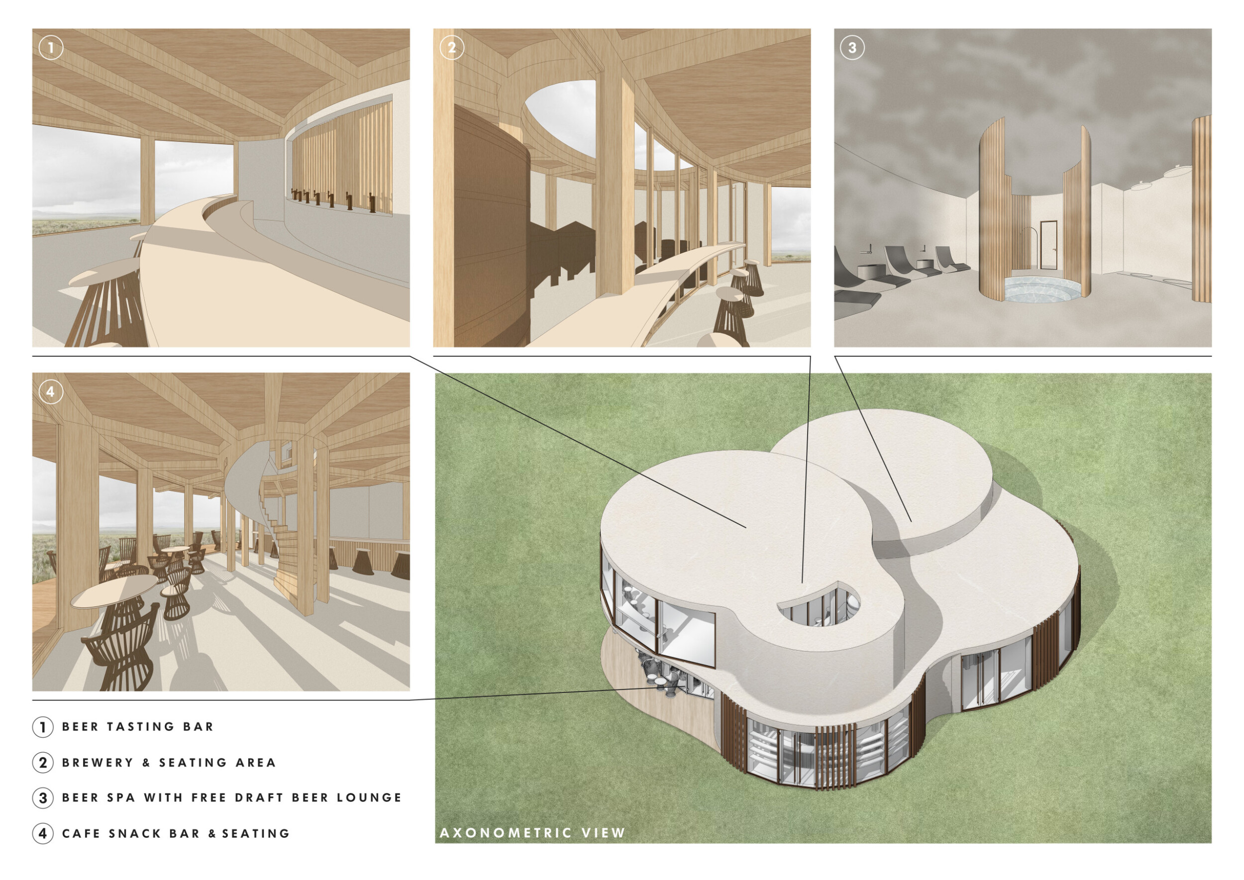 Architecture project // Circular Spa Structure with Timber Grid and ...