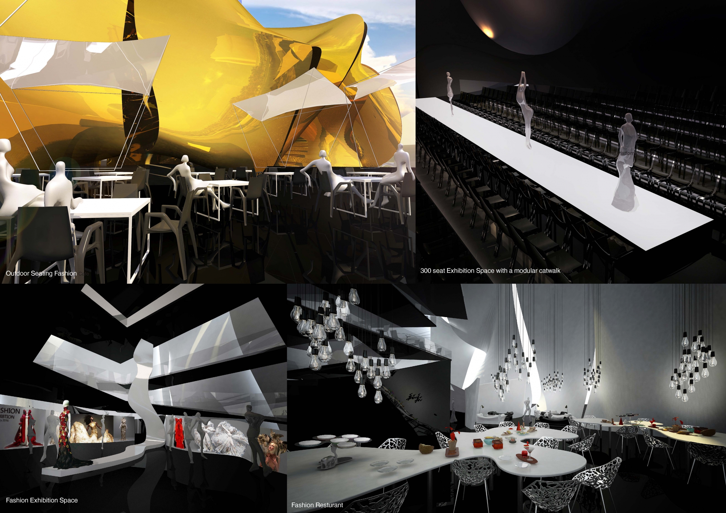 Architecture project // Curvilinear Golden Façade with Integrated ...