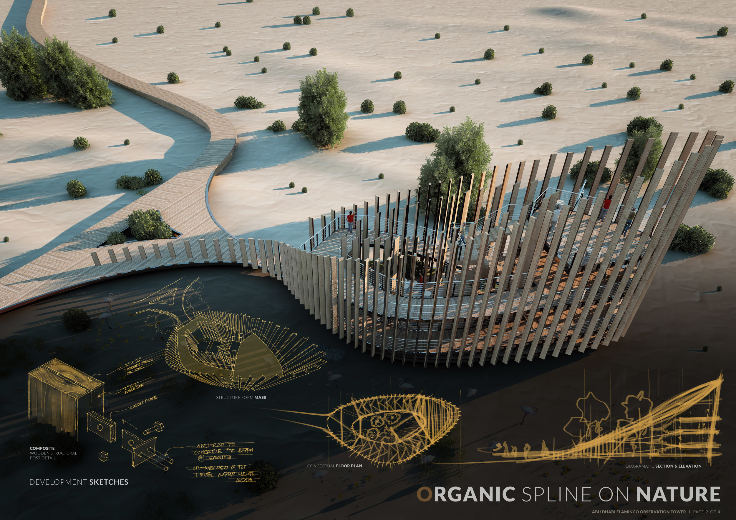 Architecture project // Fluid Spline Structure with Composite Wood and ...