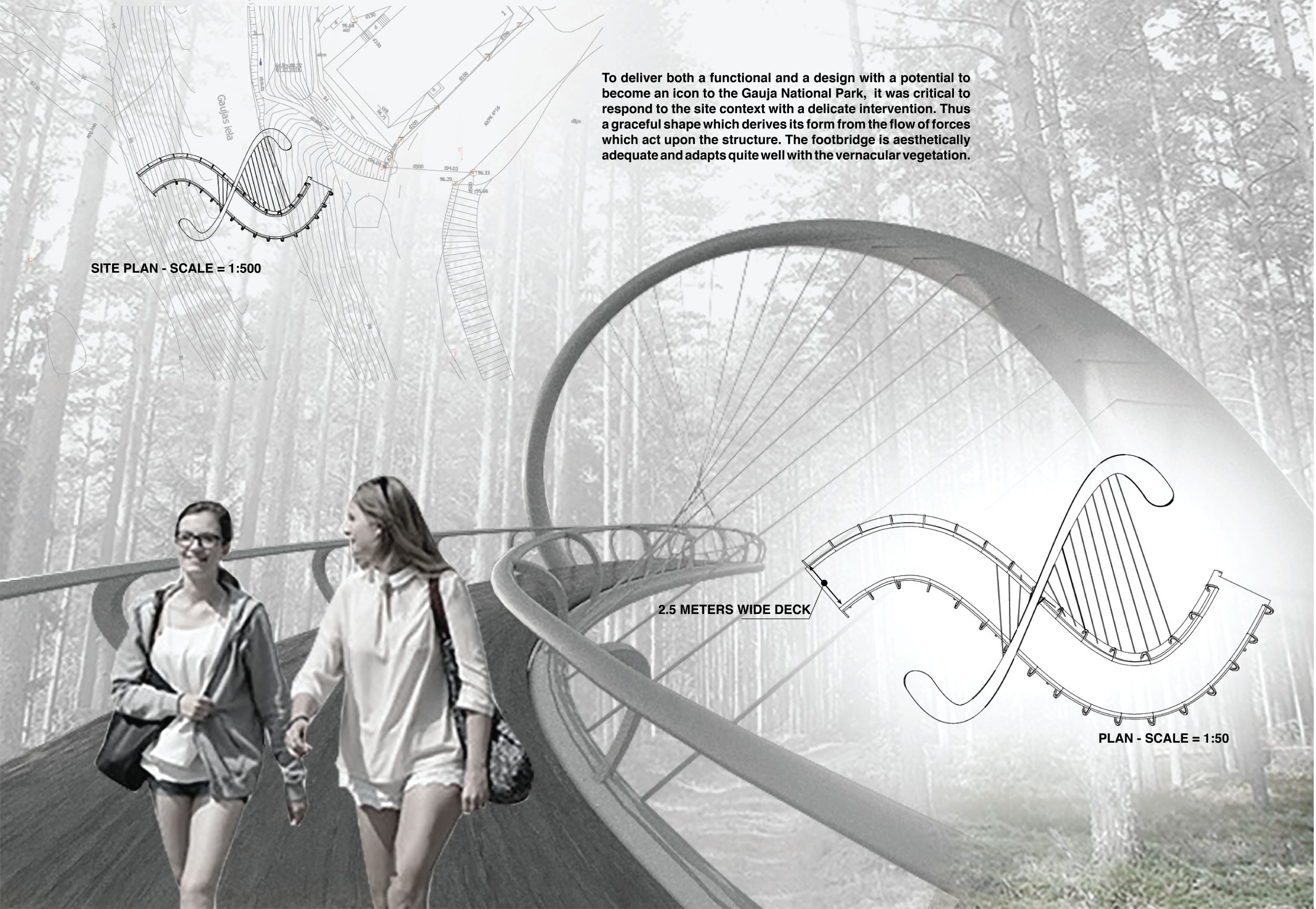 Architecture project // Spiral Footbridge with Cable-Stayed Structure ...