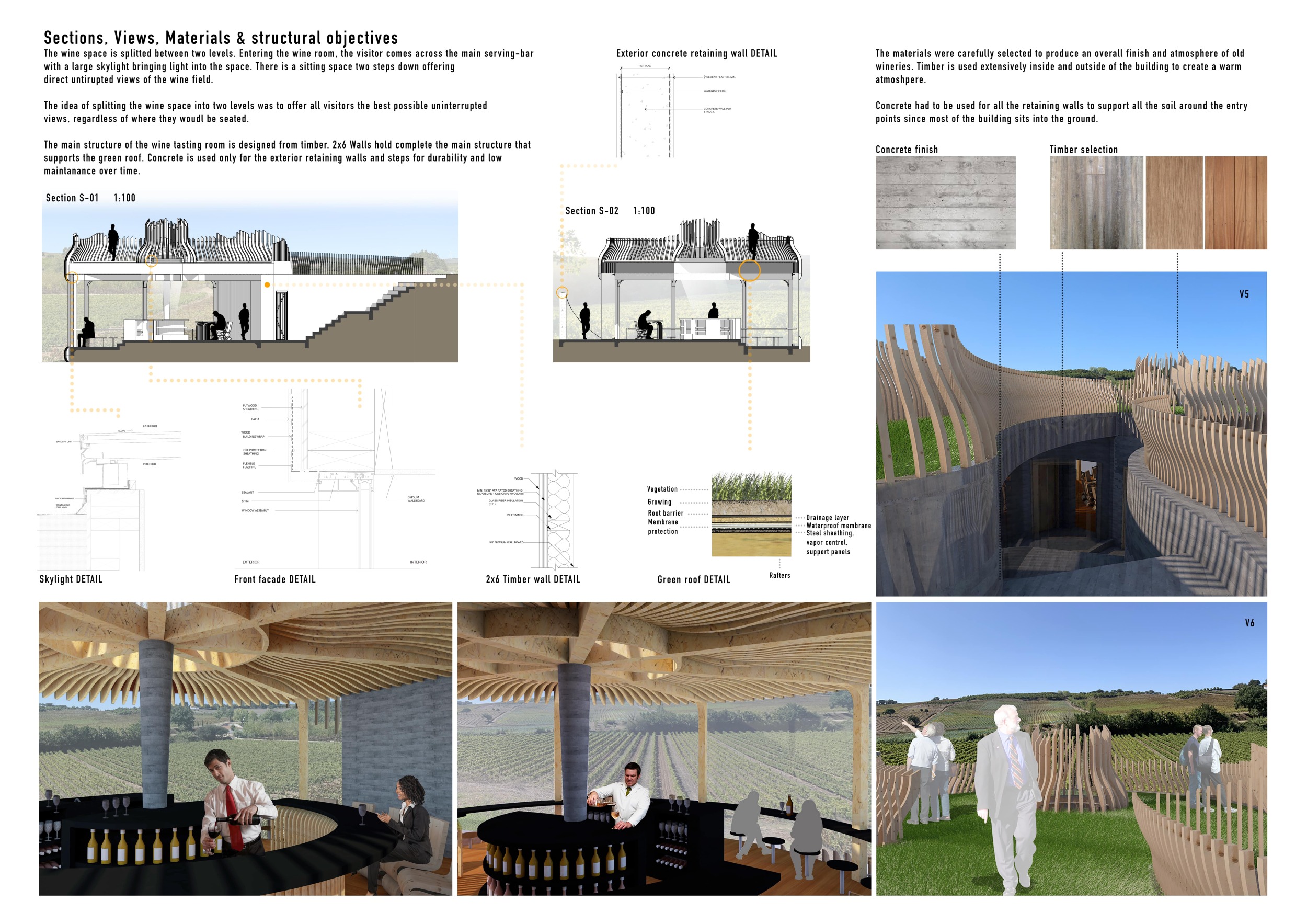 Architecture project // Timber Structure Integrated into a Green Roof ...