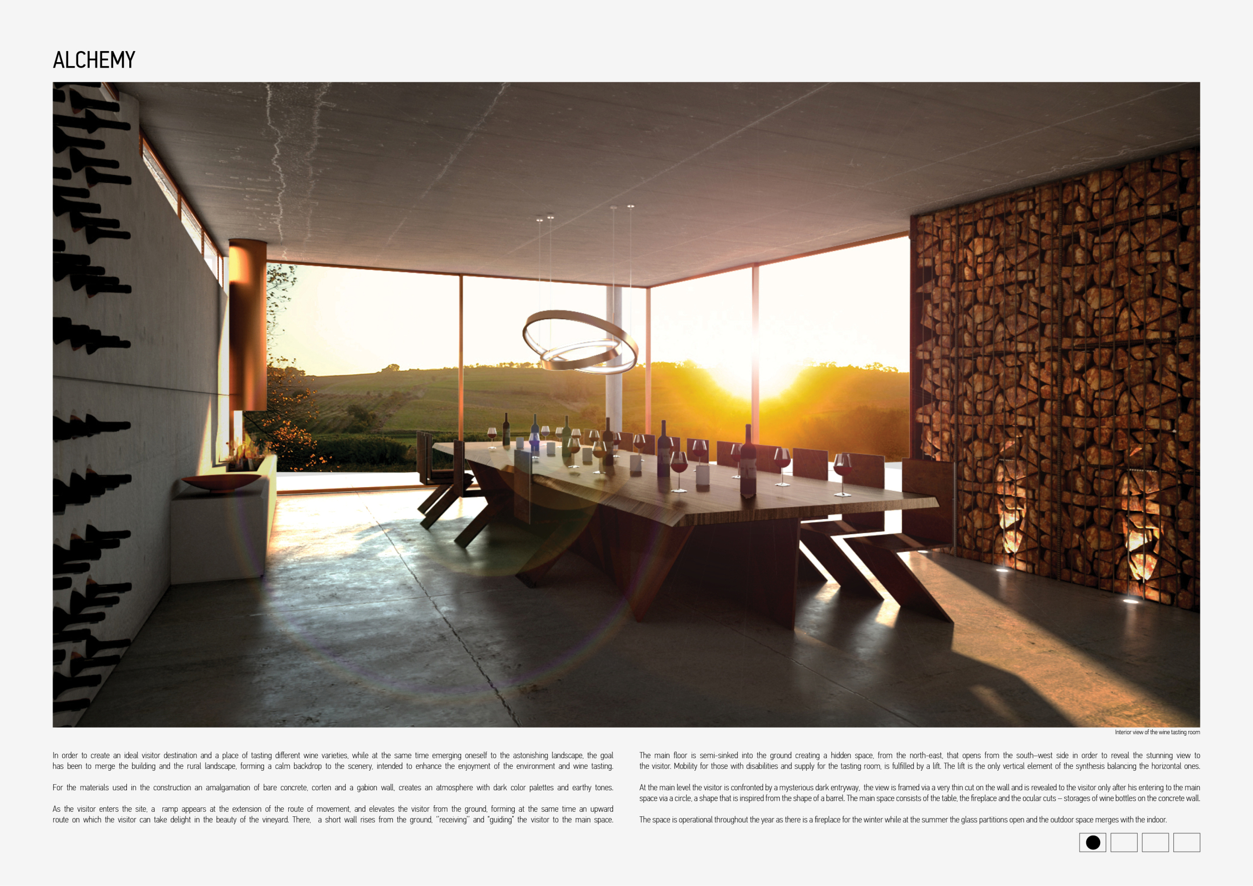 Architecture project // Gabion Walls and Earth Tones in a Semi-Sunk ...