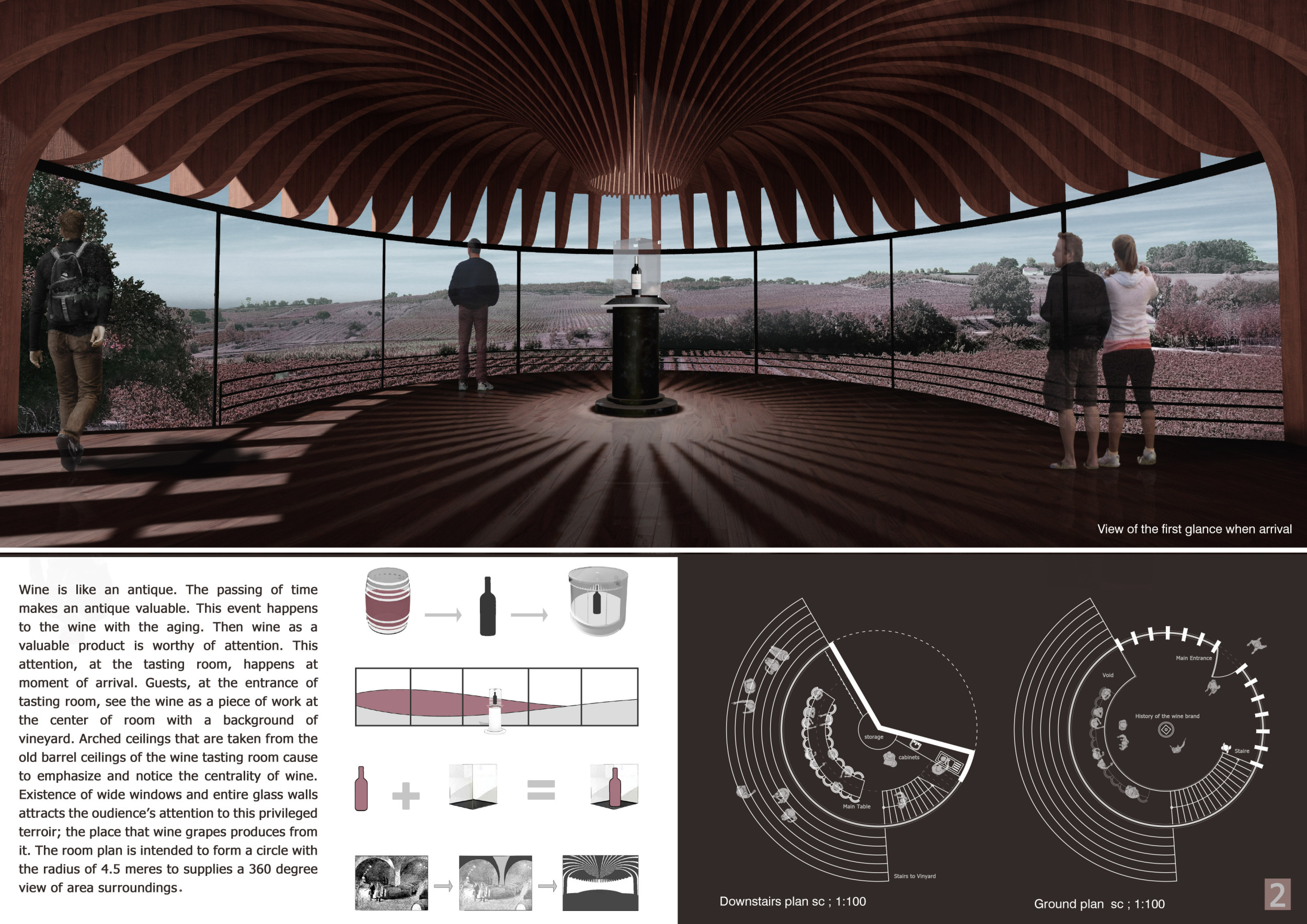 Architecture project // Cylindrical Structure with Wooden Beams ...