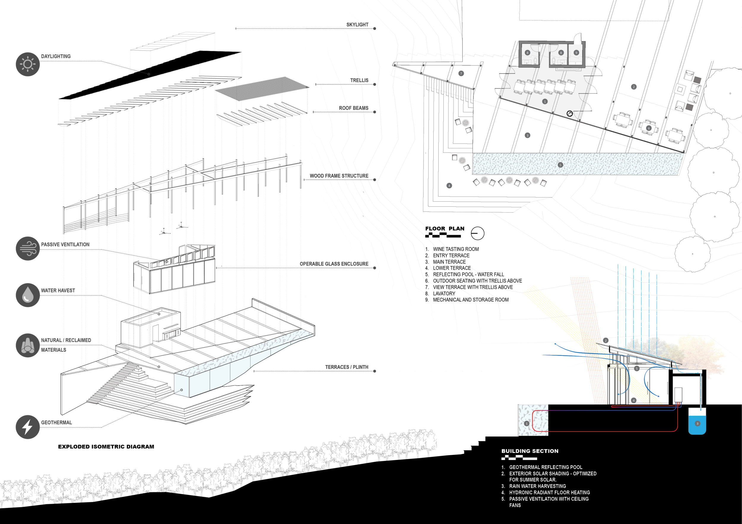 Architecture project // Geothermal Reflecting Pool with Glass Panels ...