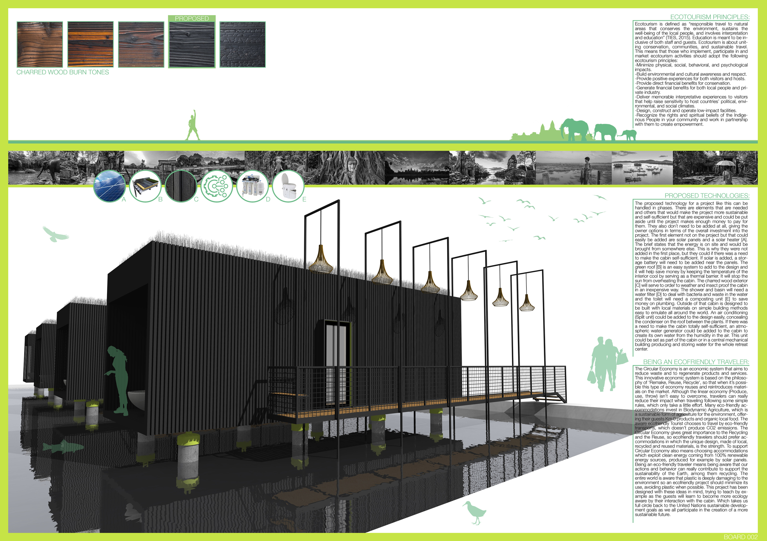 Architecture project // Charred Wood Retreat Above Rice Paddies with ...