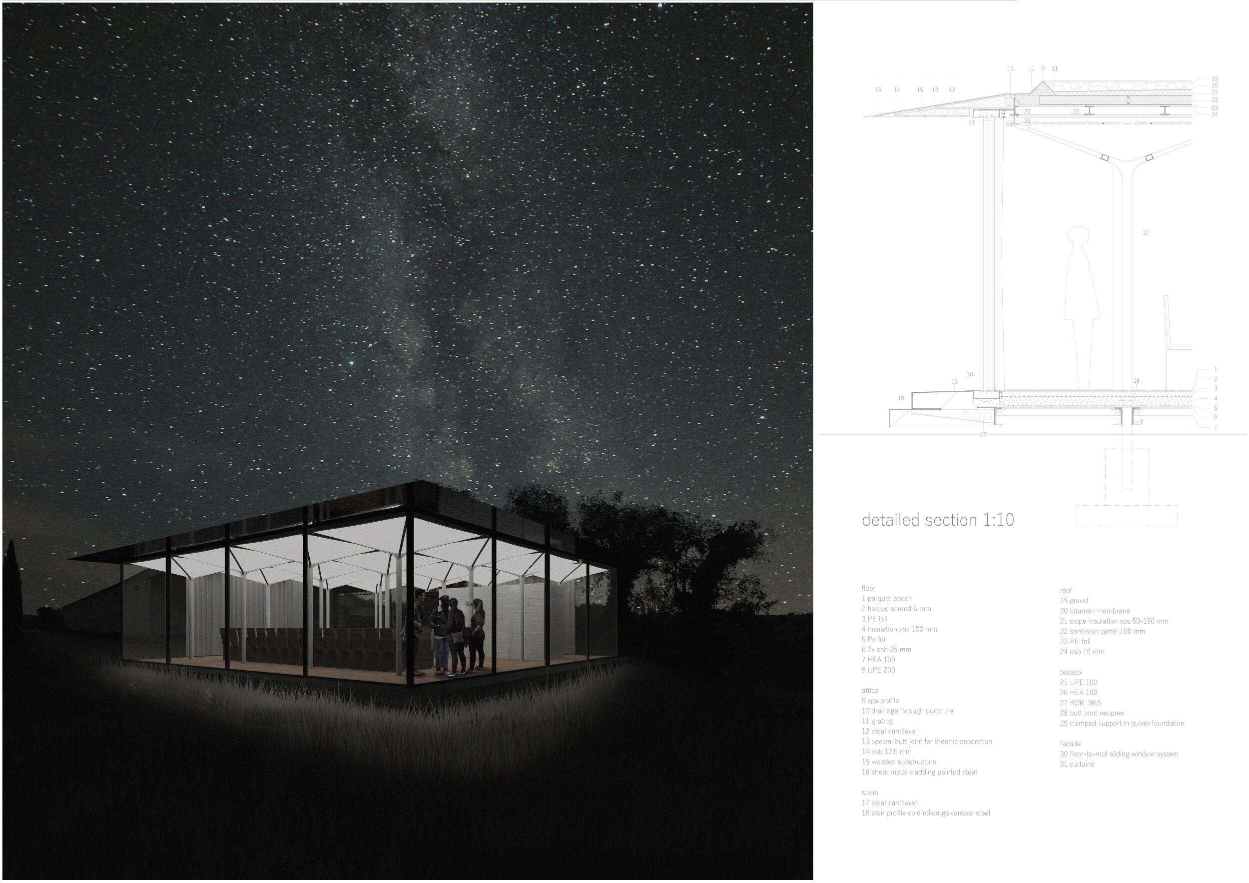 Architecture project // Cubic Structure Embracing Parasol Elements in a ...