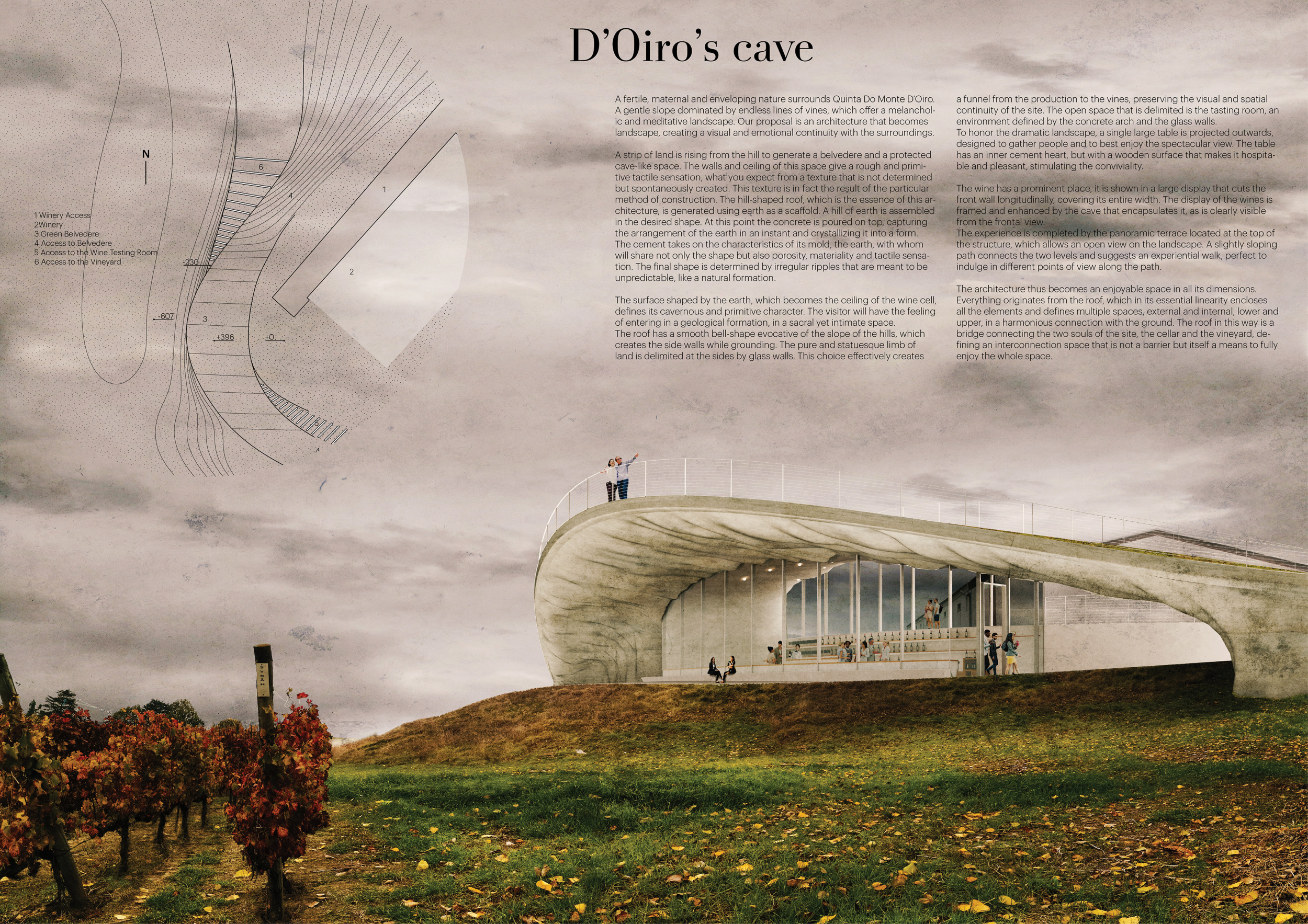 Architecture project // Earth-Sculpted Cave with Concrete Arch Engaging ...