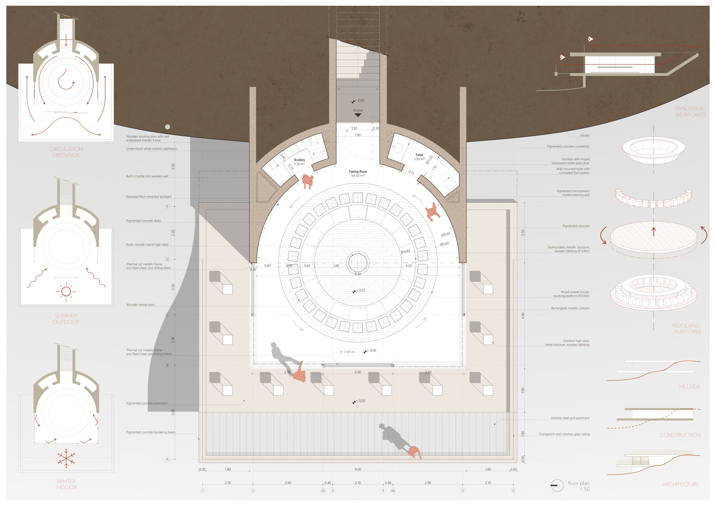 Architecture project // Revolving Table Surrounded by Concrete and Warm ...