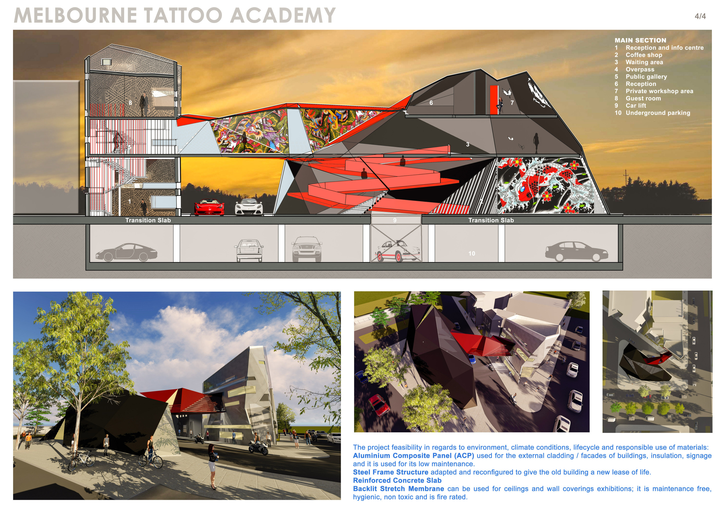 Architecture project // Fragmented Geometric Facade with Backlit ...