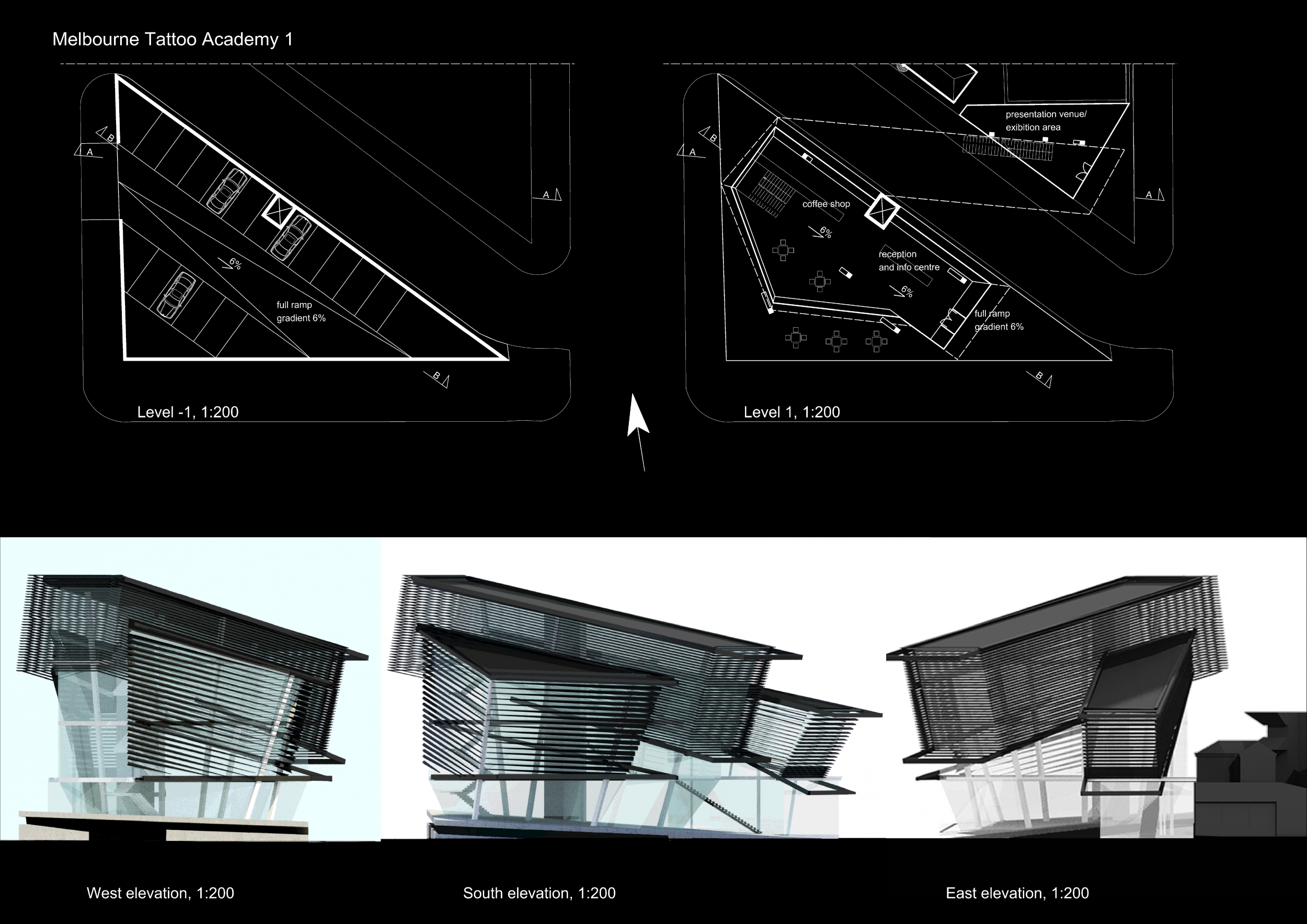 Architecture project // Dynamic Roof Design Featuring Glass Façade and ...