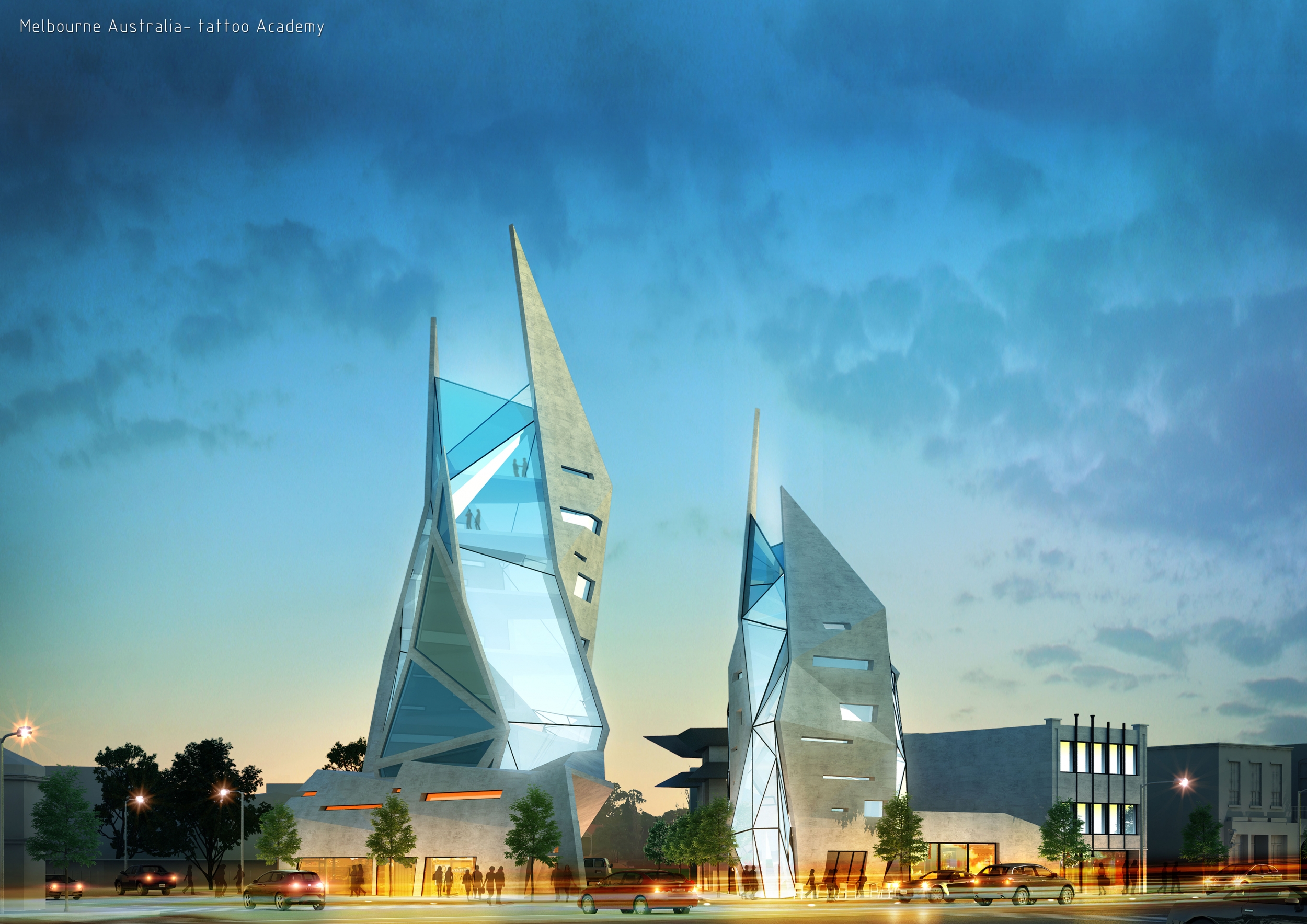 Architecture project // Triangular Facade Blending Concrete and Glass ...