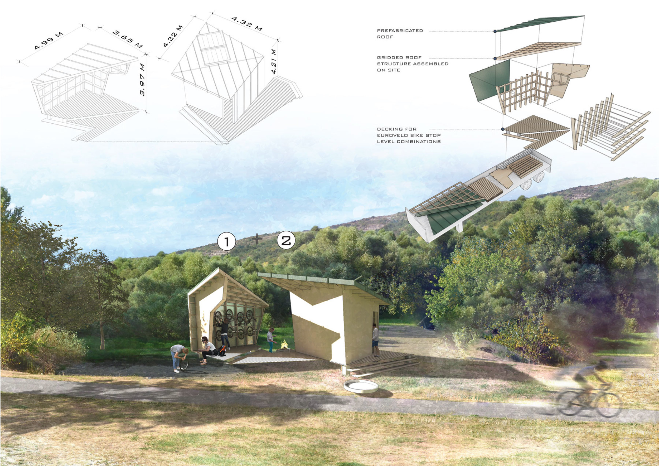 Architecture project // Timber Shelters with Metal Cladding for Cycling ...